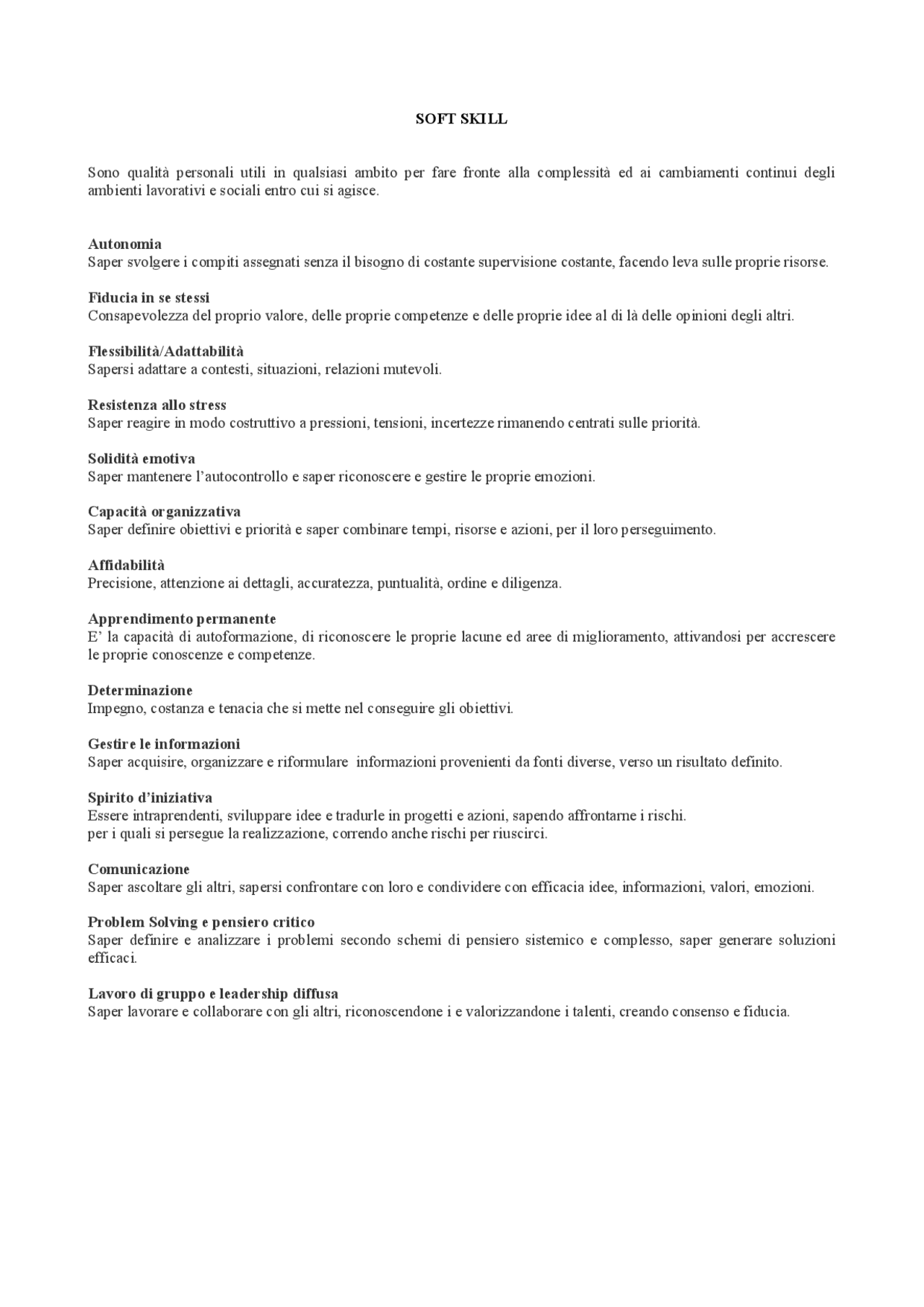 Le Soft Skills Domande Docsity