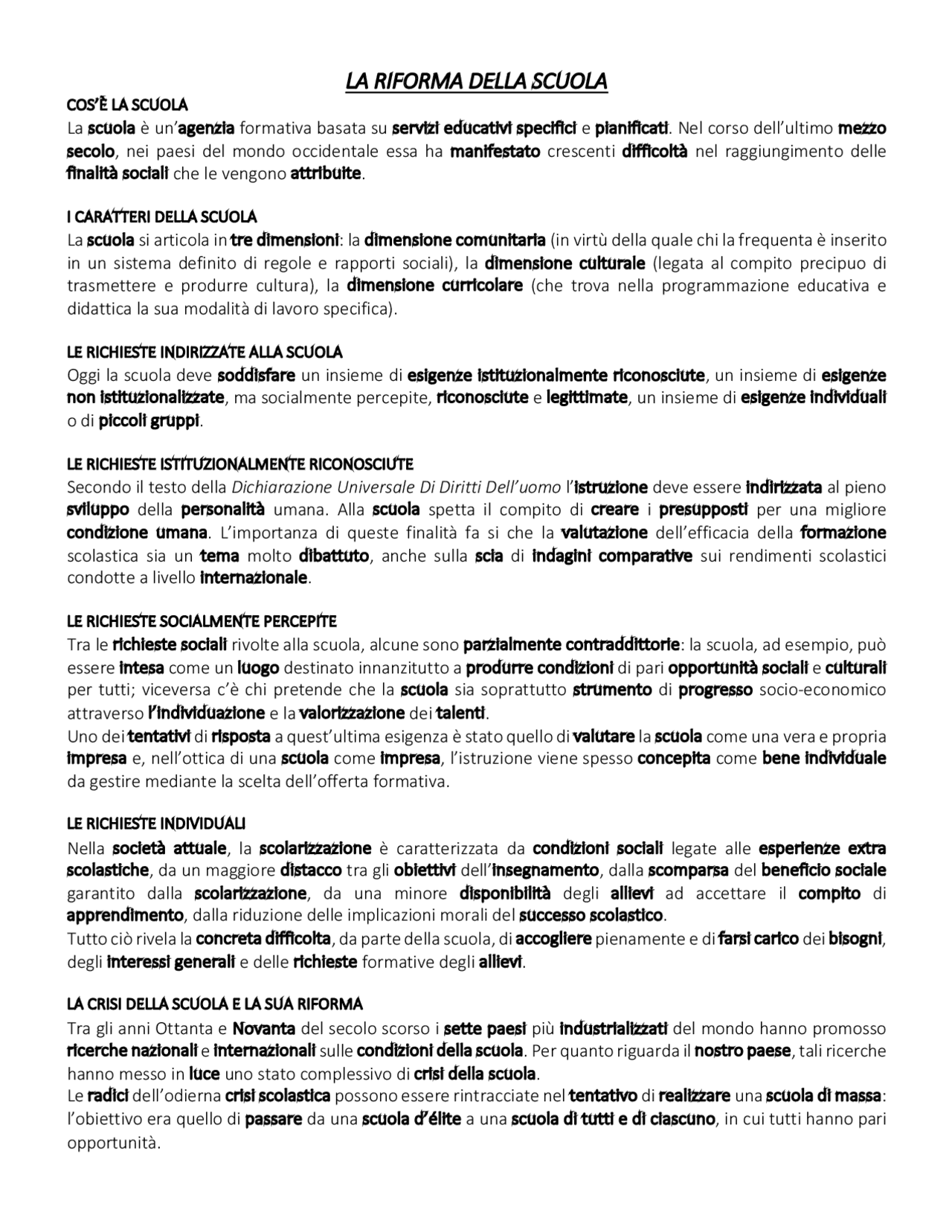 La Riforma Della Scuola E I Suoi Limiti Docsity