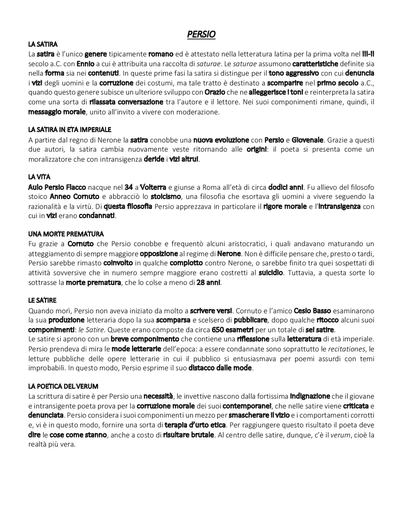 Vita E Opere Di Persio Docsity