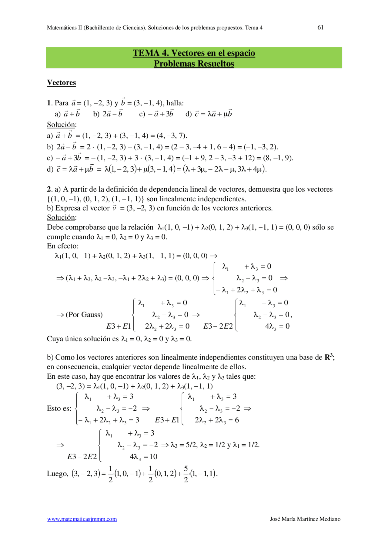 Ejercicios Selectividad Vectores Ejercicios De Matemáticas Docsity