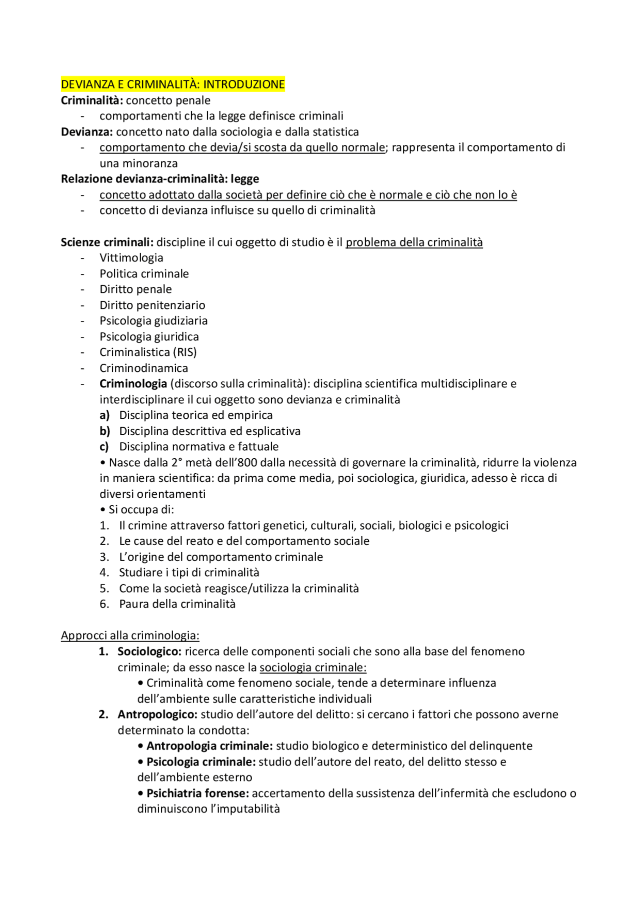 Introduzione Del Libro Devianza E Criminalità Docsity
