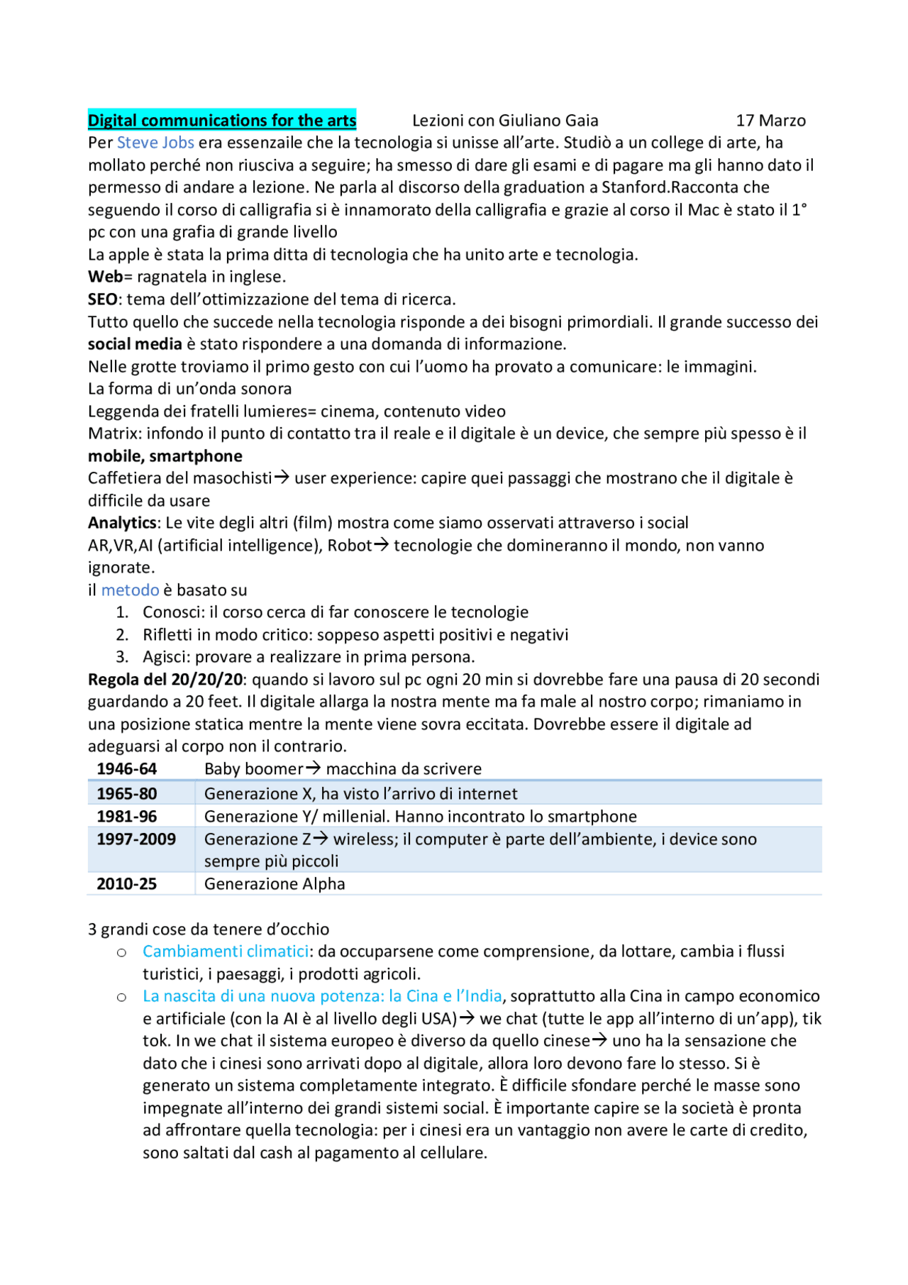Appunti Digital Communications For The Arts Prof Gaia Appunti Di