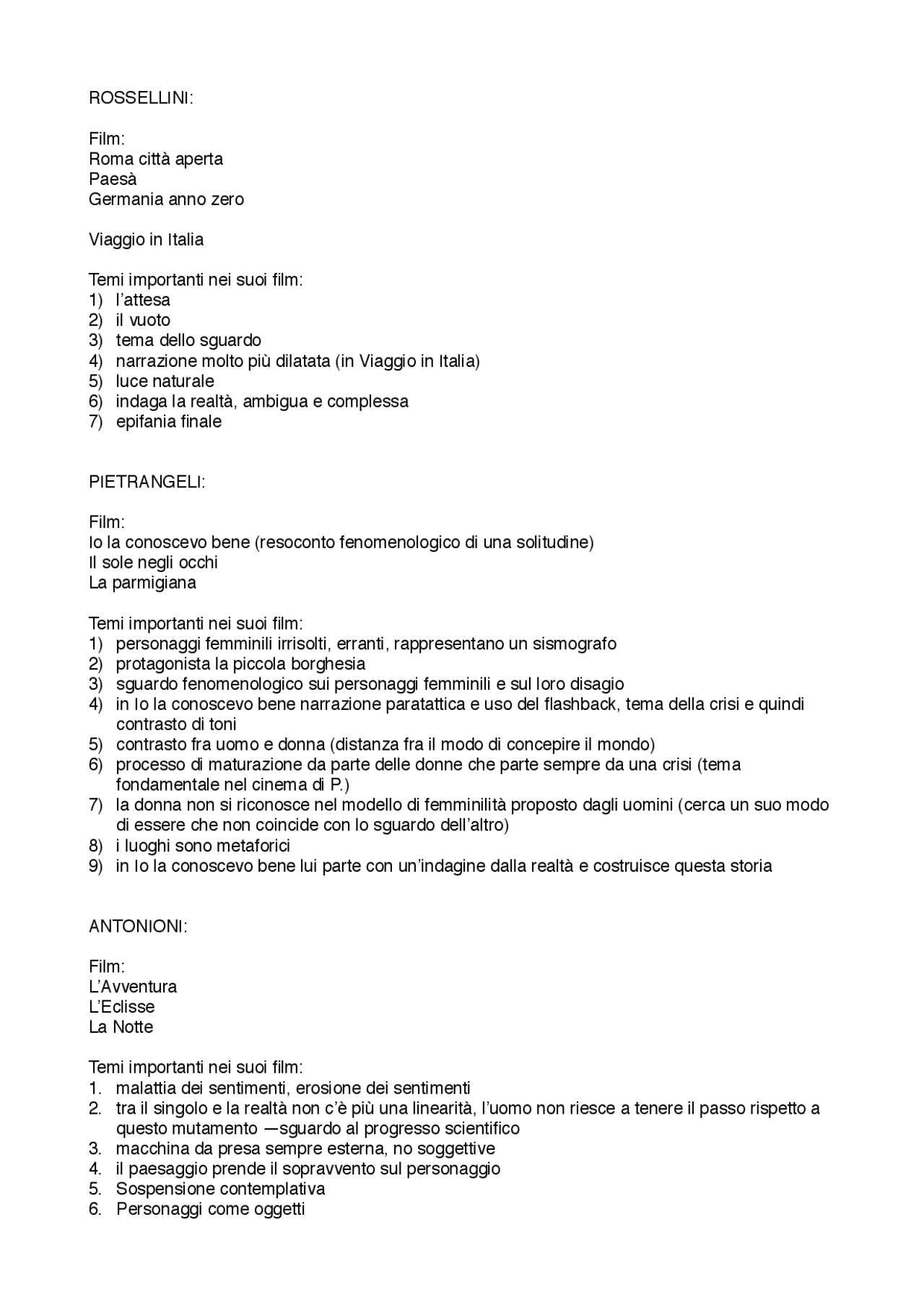 Schema esame cinema - Docsity