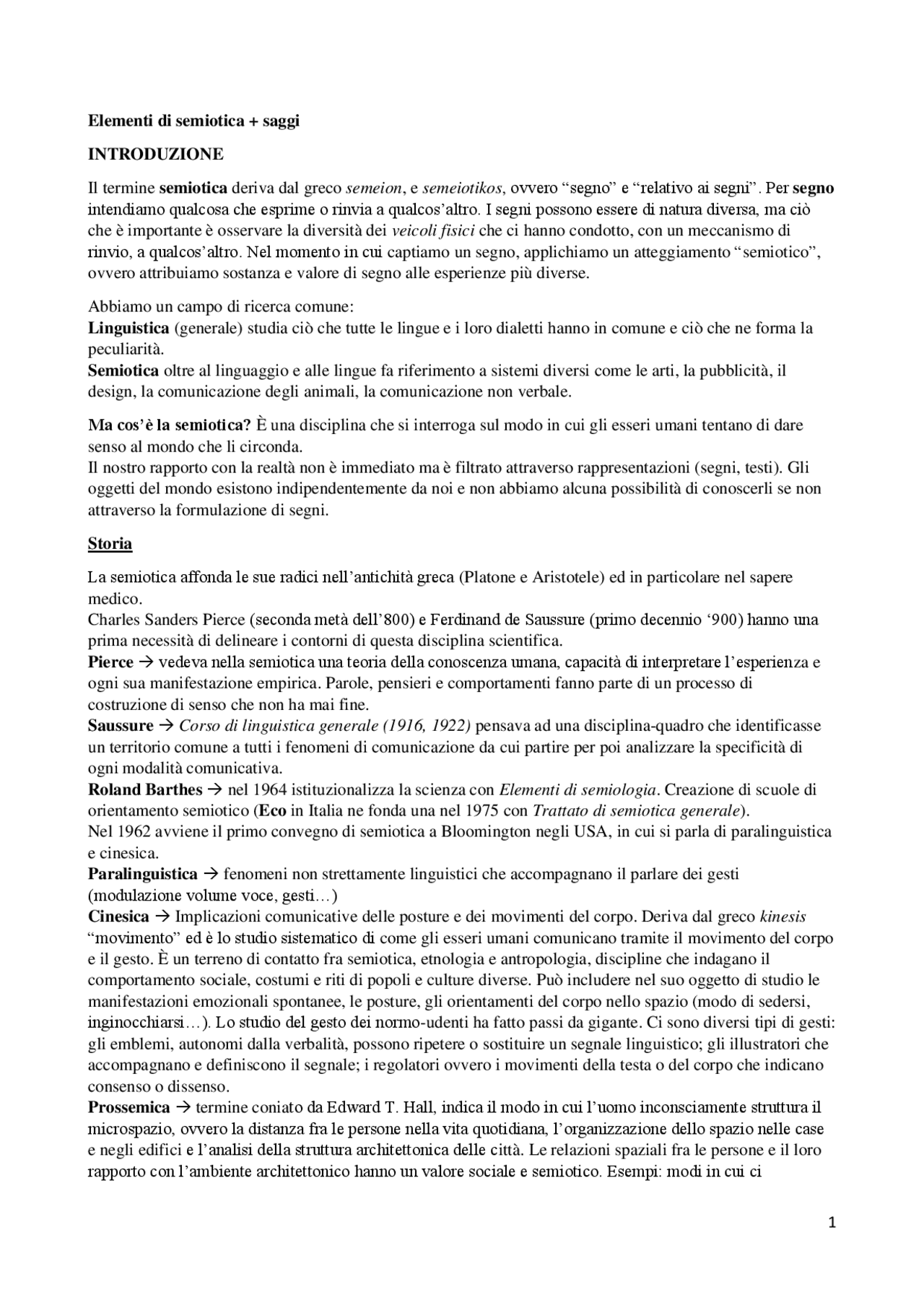 Riassunto Elementi Di Semiotica Gensini Saggi Docsity