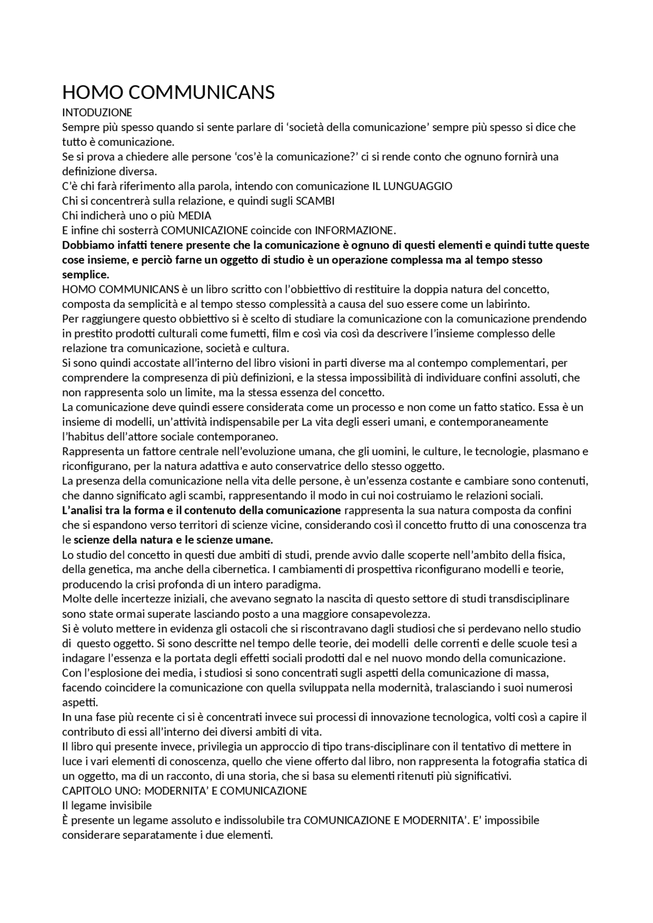 Homo Communicans Riassunto Libro Docsity