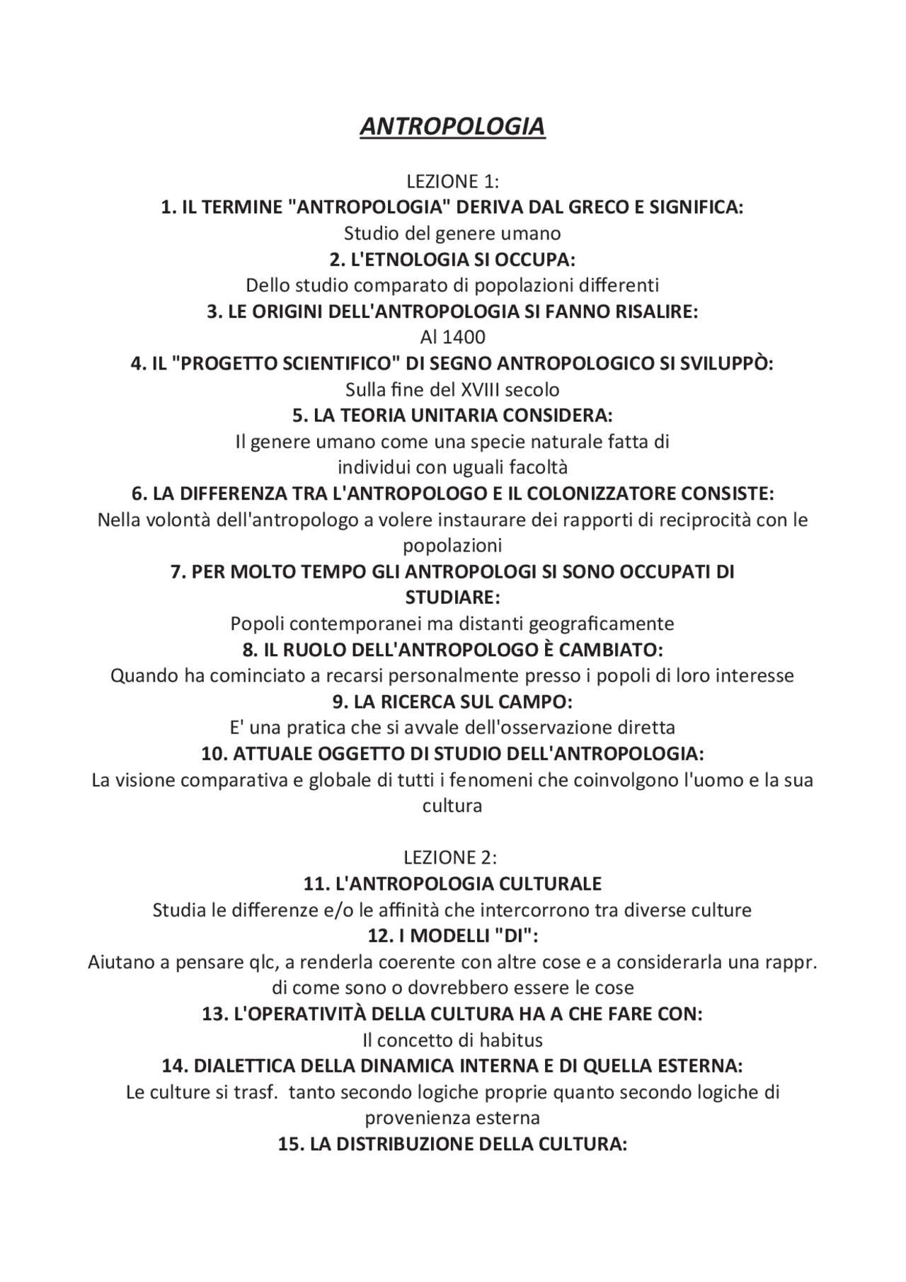 Antropologia 24 Cfu Unipegaso Prove Desame Di Antropologia Docsity