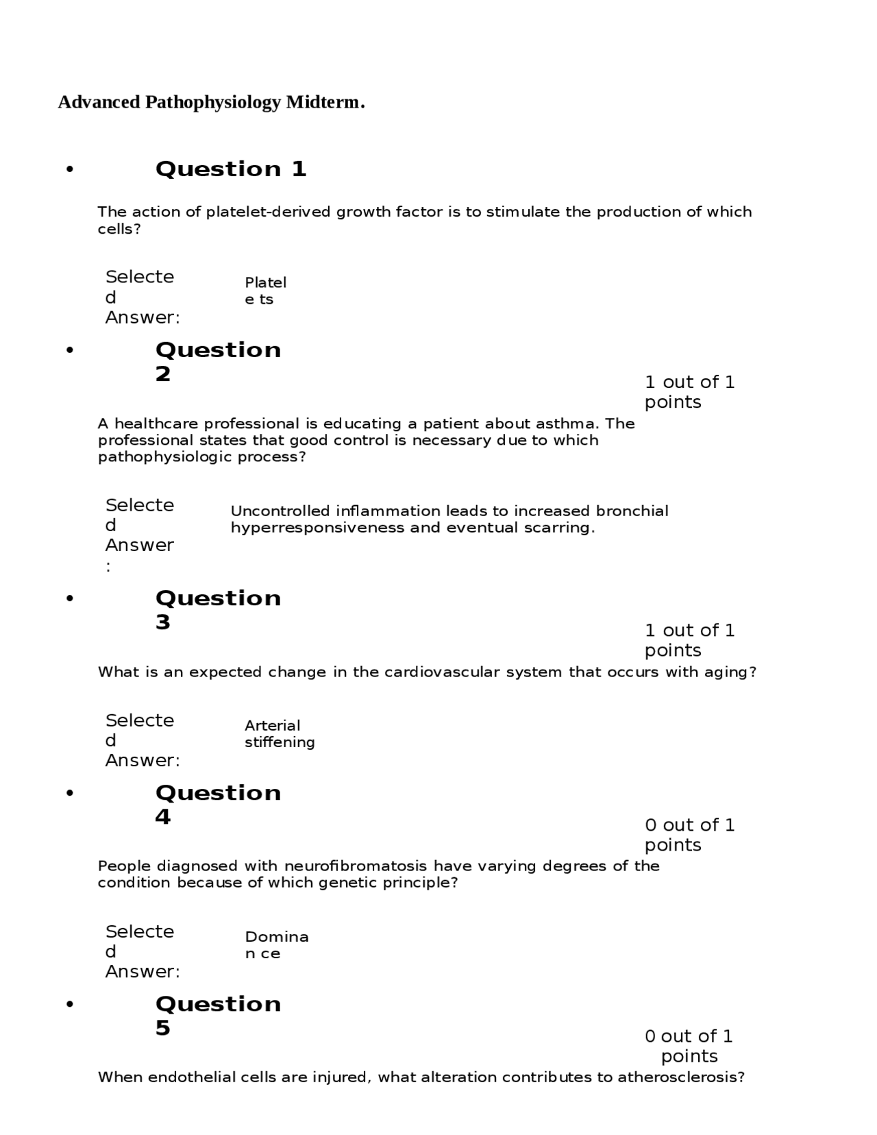 Nurs 6501advanced Pathophysiology Midterm Exams With Answers Docsity