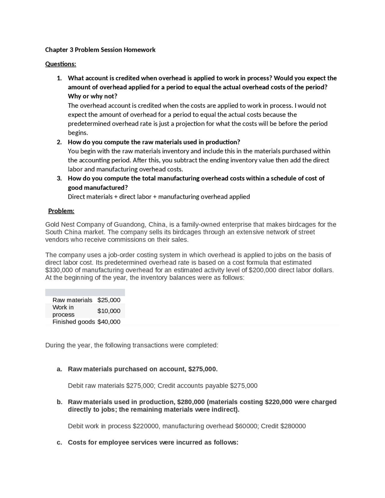 Chapter 3 Problem Session Hw Docsity