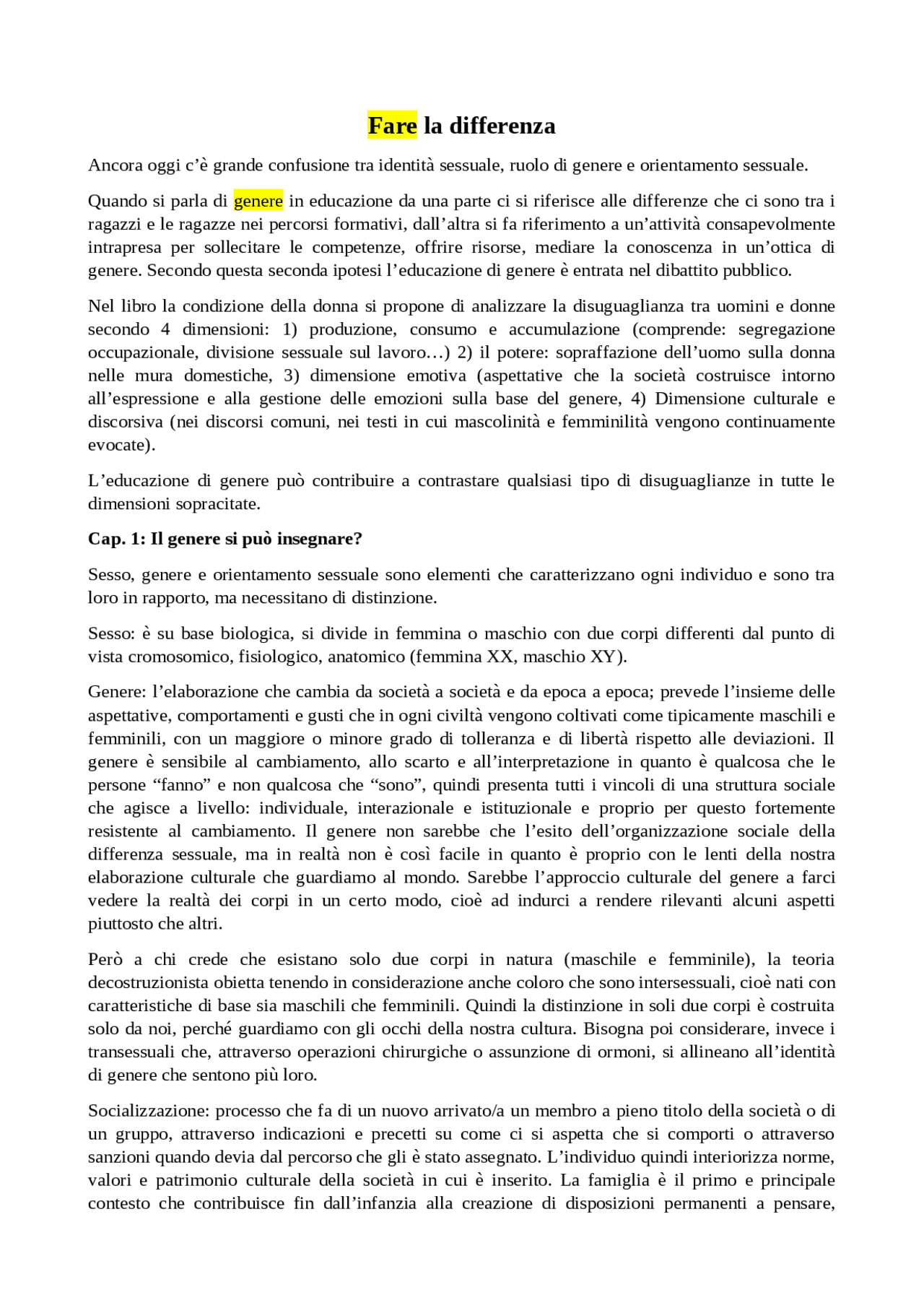 Fare La Differenza Di R Ghigi Docsity