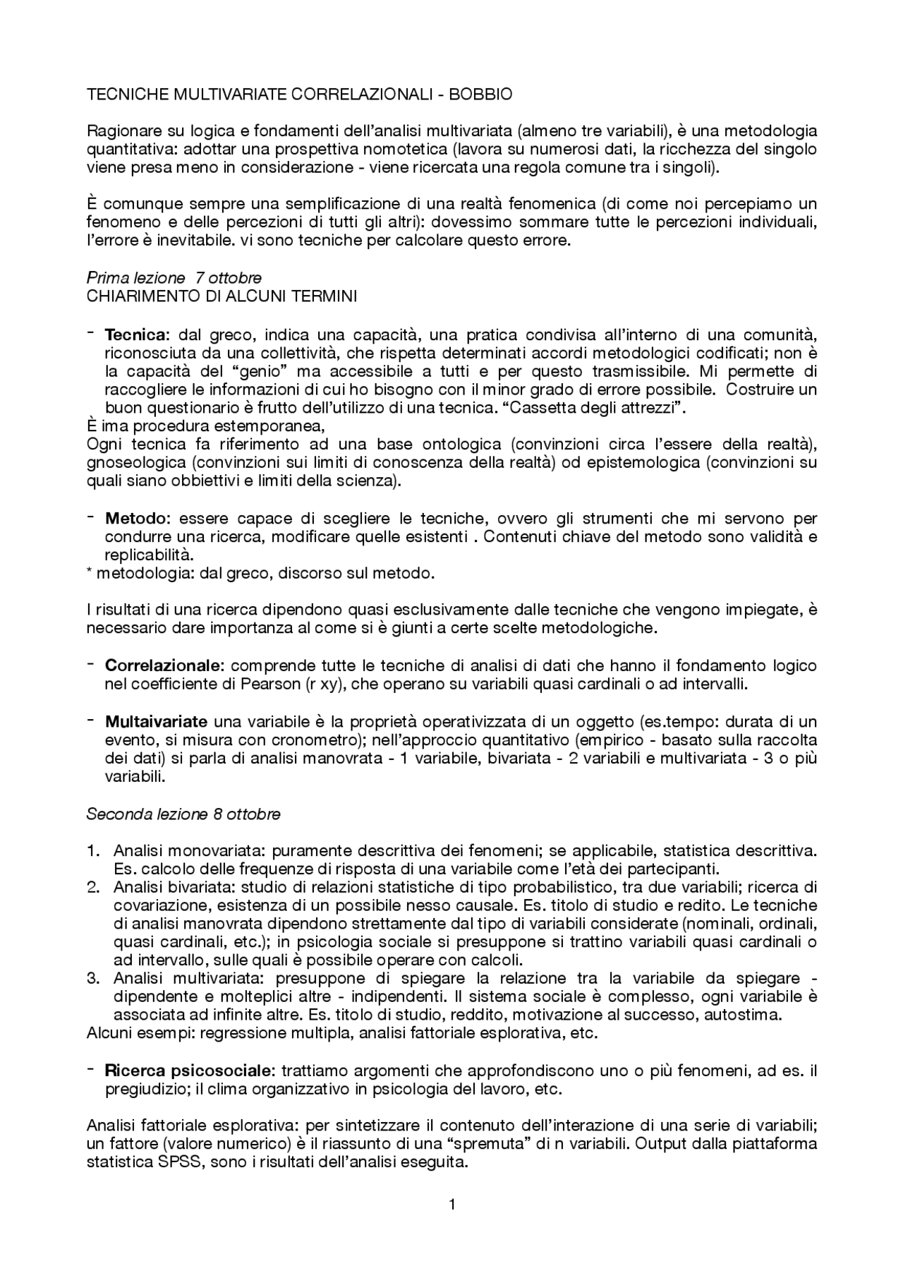 Preparazione Esame Tecniche Multivariate Correlazionali Nella Ricerca