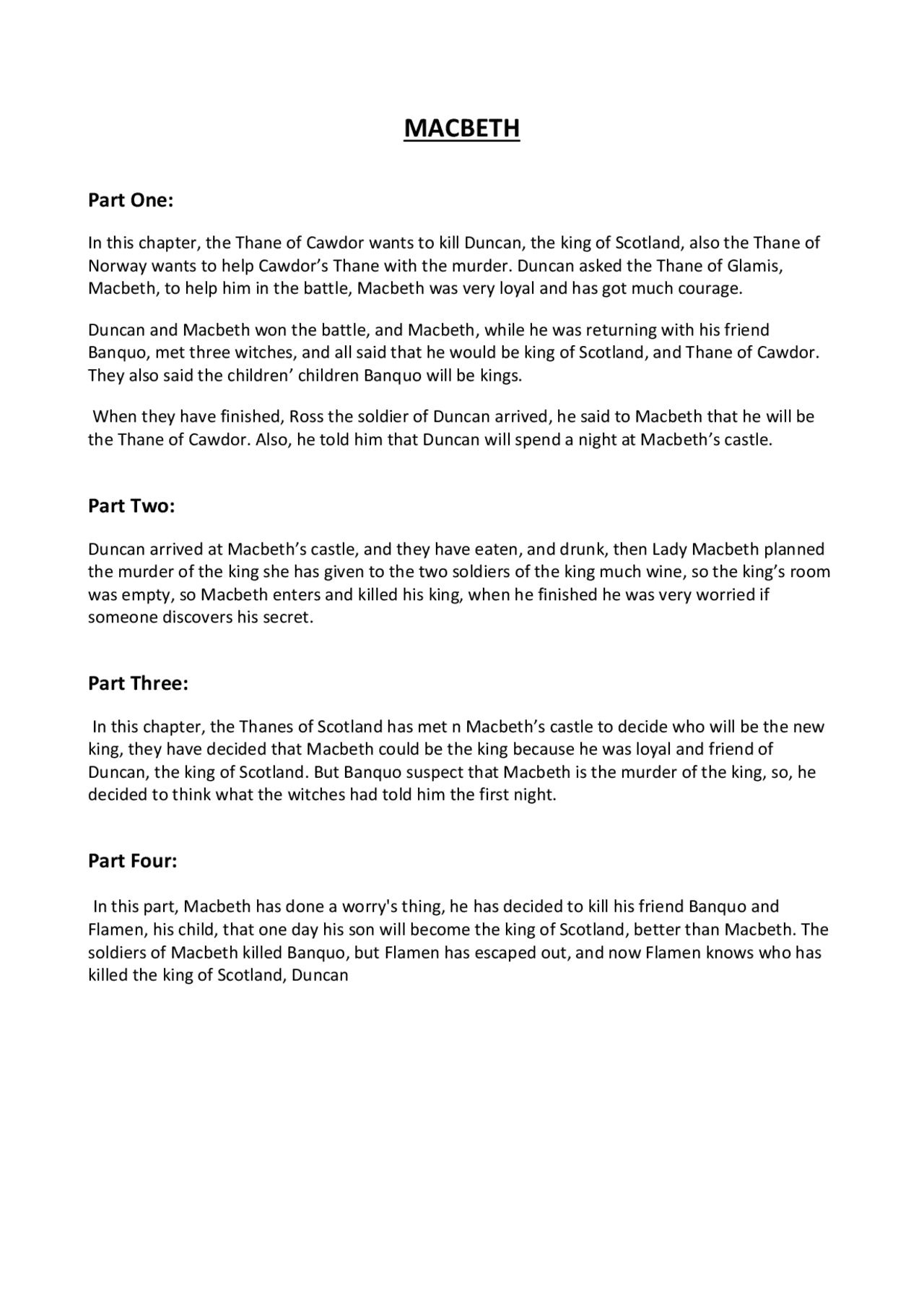 Macbeth Summary - English - Docsity