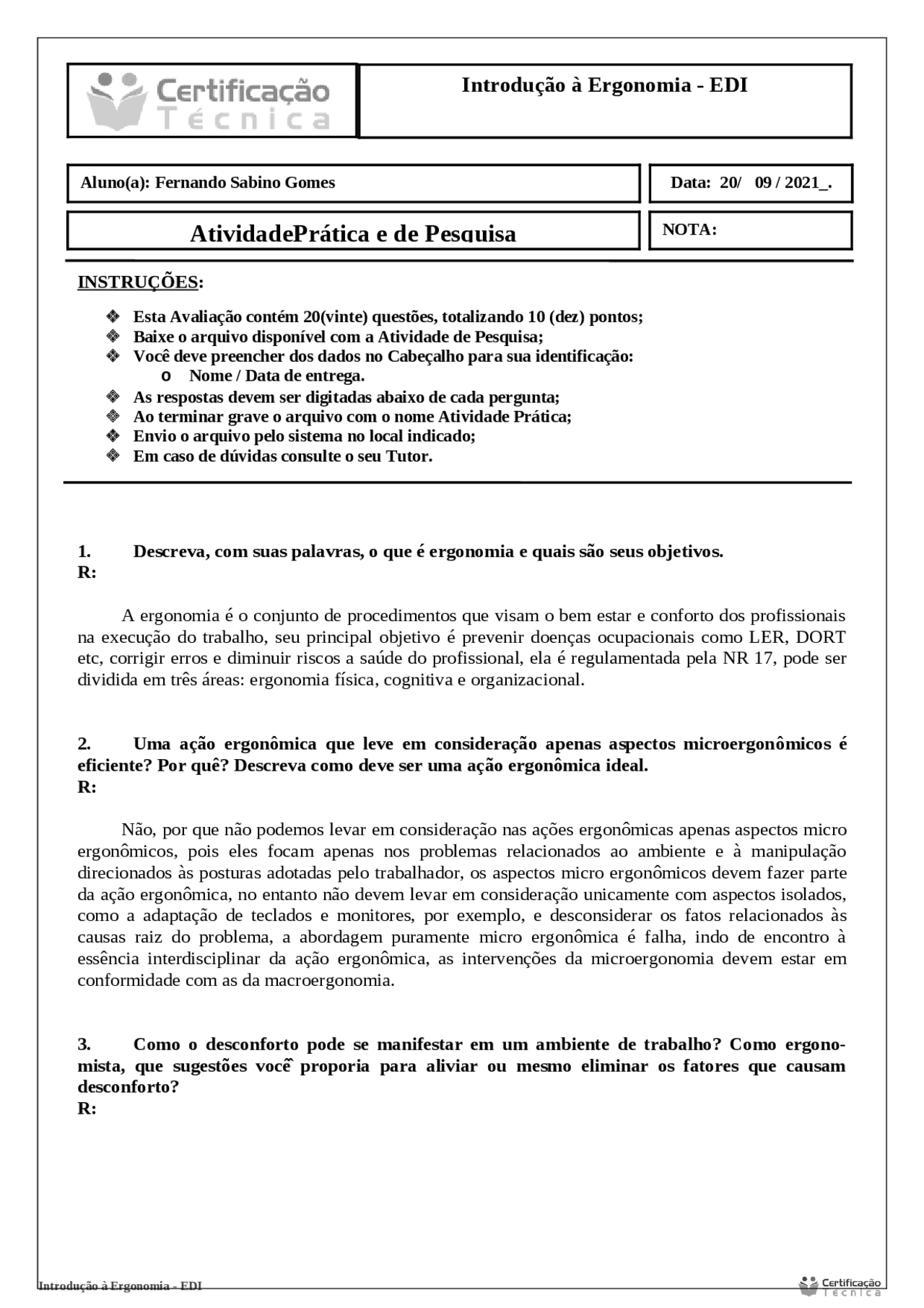 Introdução à Ergonomia Edi Docsity