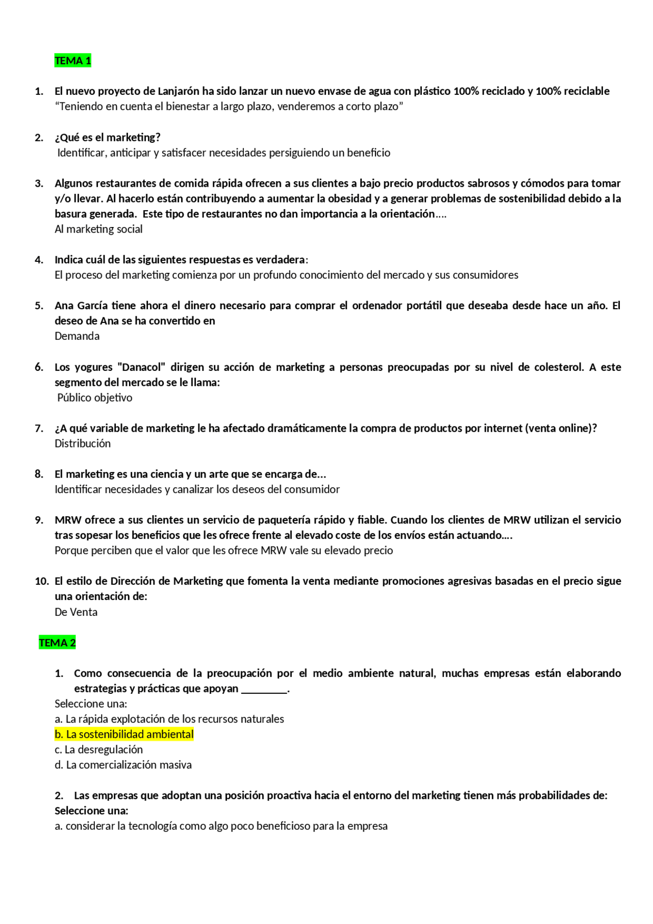Test Marketing Tema 12356789 Docsity