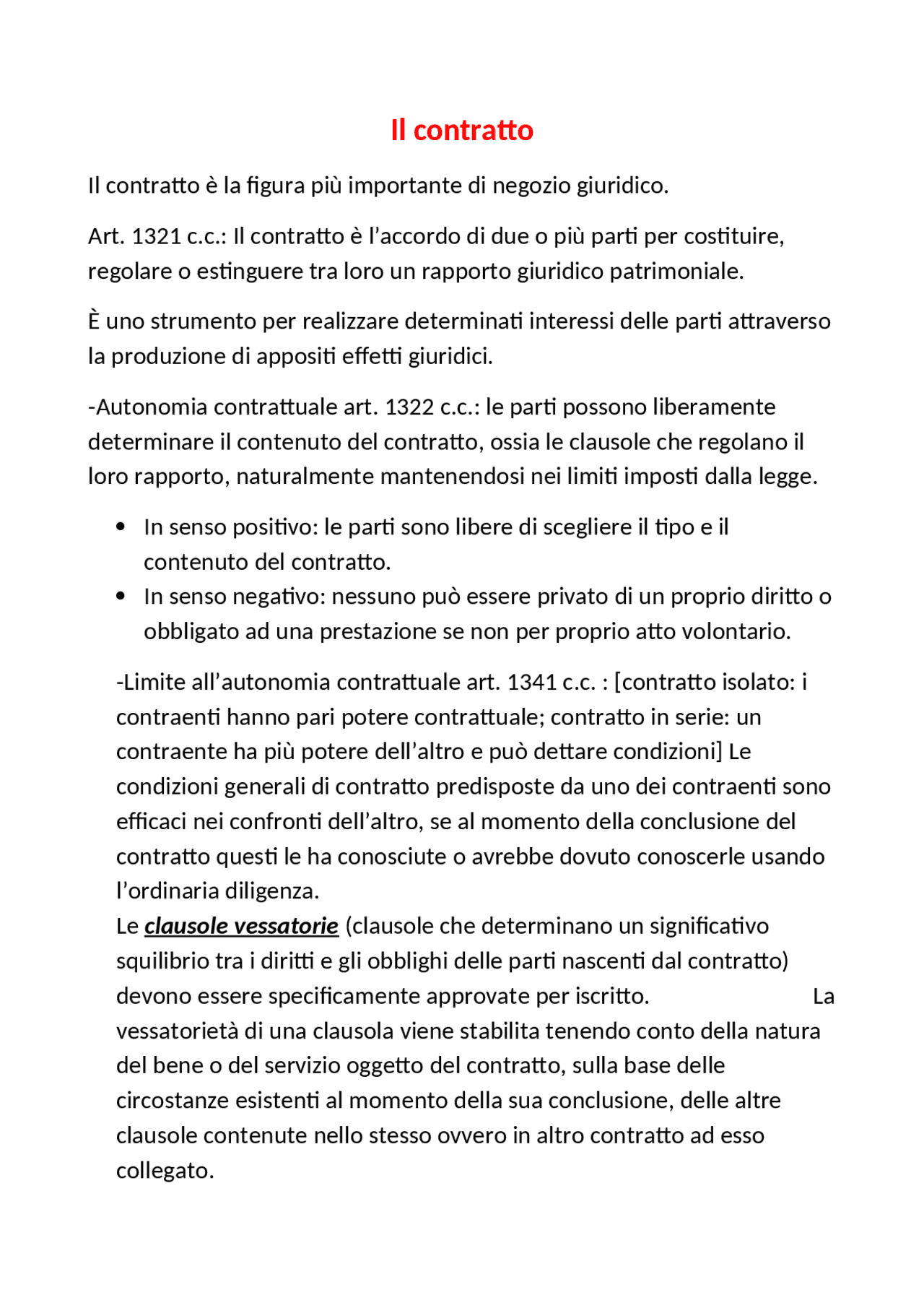 Il contratto - appunti diritto privato | Appunti di Diritto Privato ...