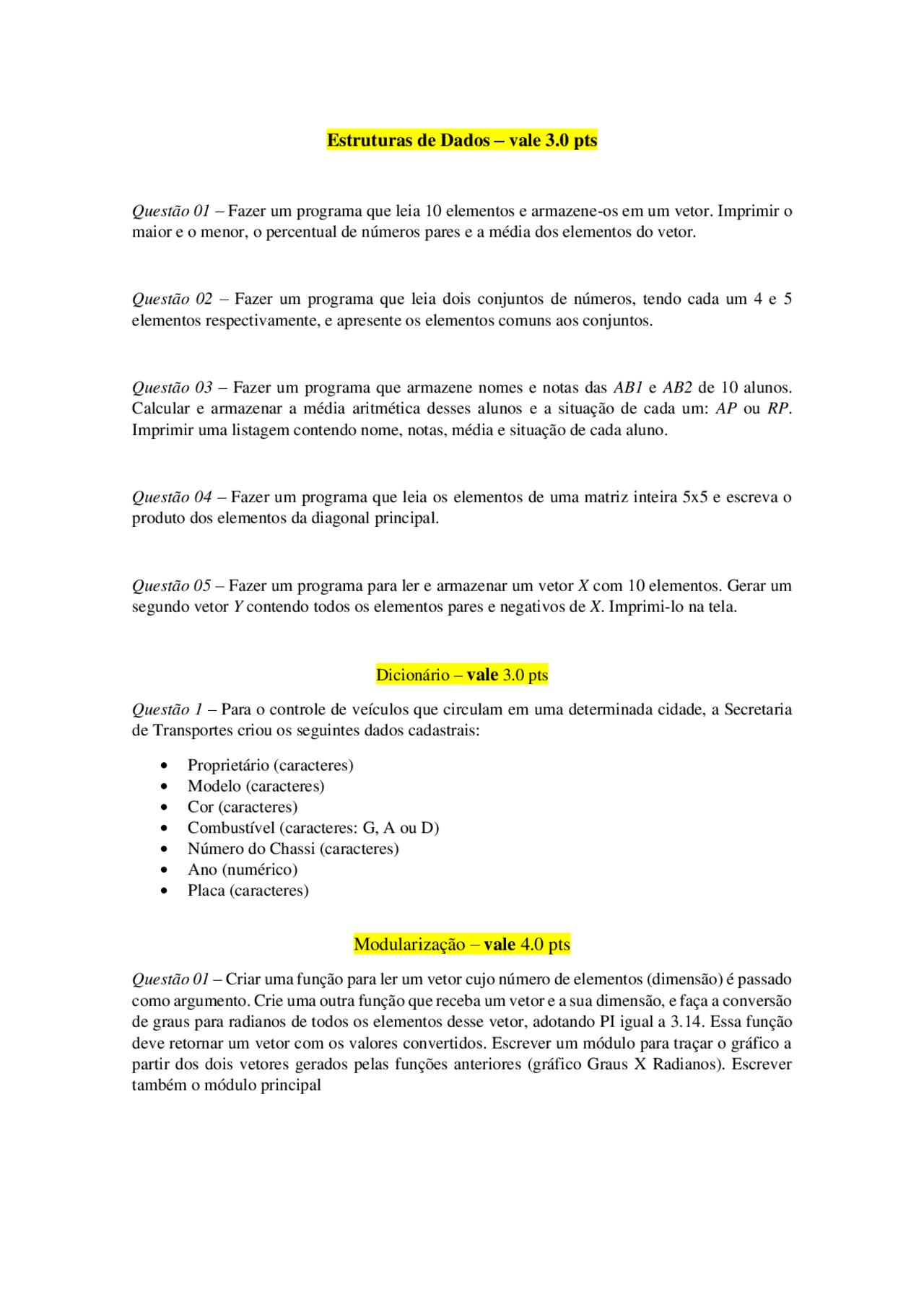 Computação Introdução Python Esercizi Introduction To Computing Docsity