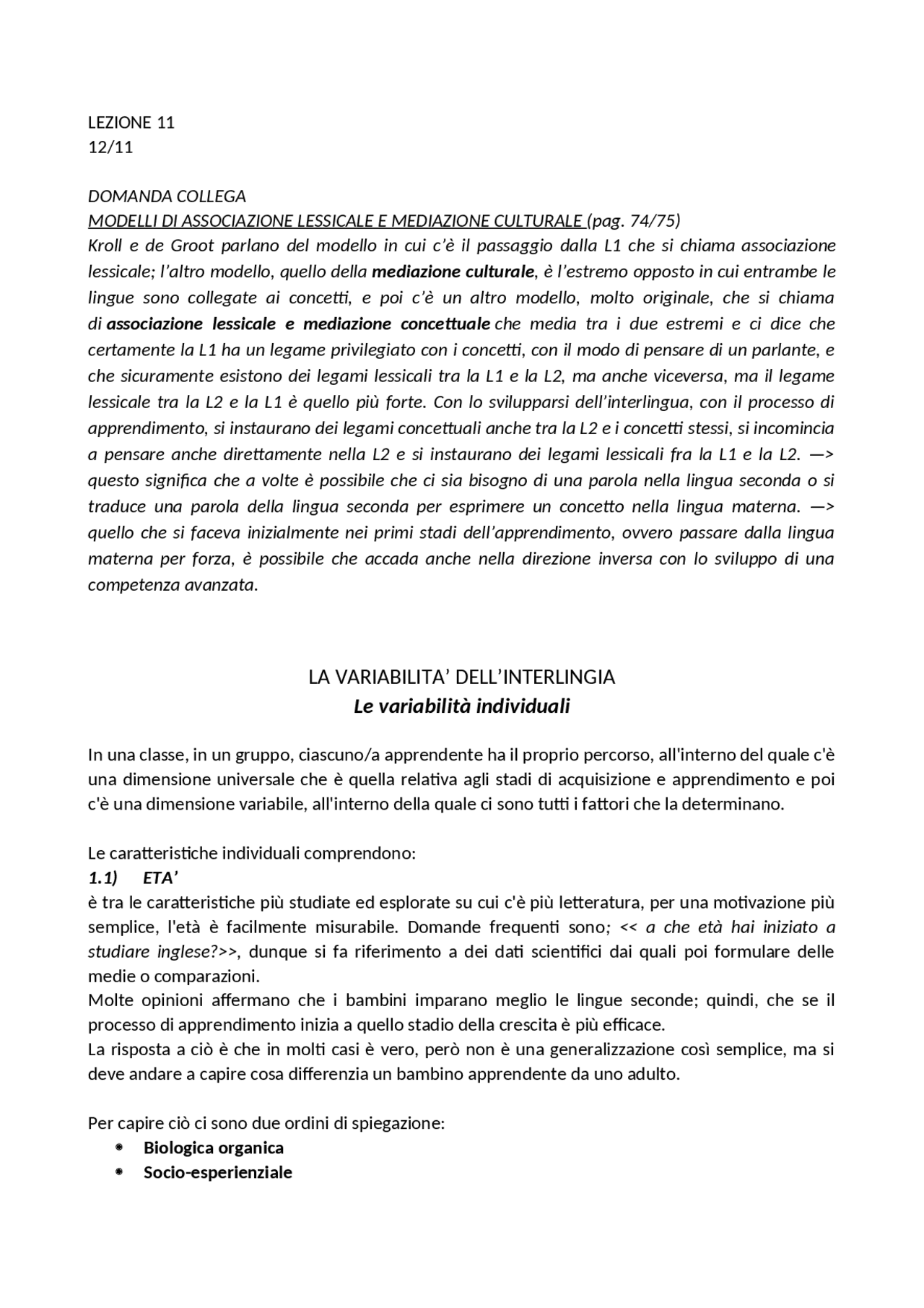 Apprendimento Linguistico Sbobina Docsity