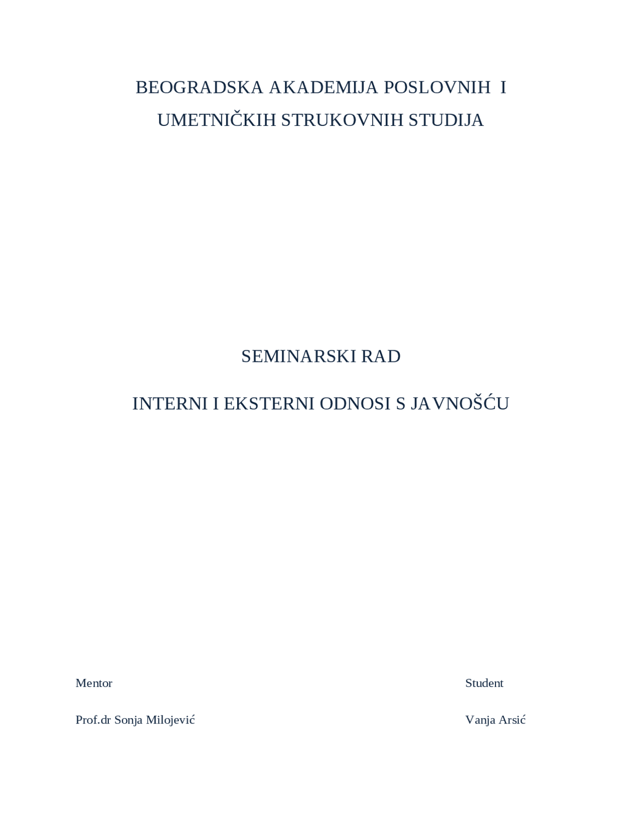 Seminarski rad(interni i eksterni odnosi s javnoscu) | Seminarski ...