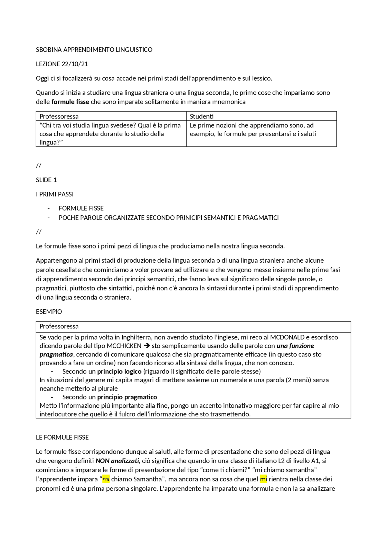 Apprendimento Linguistico Sbobina Docsity