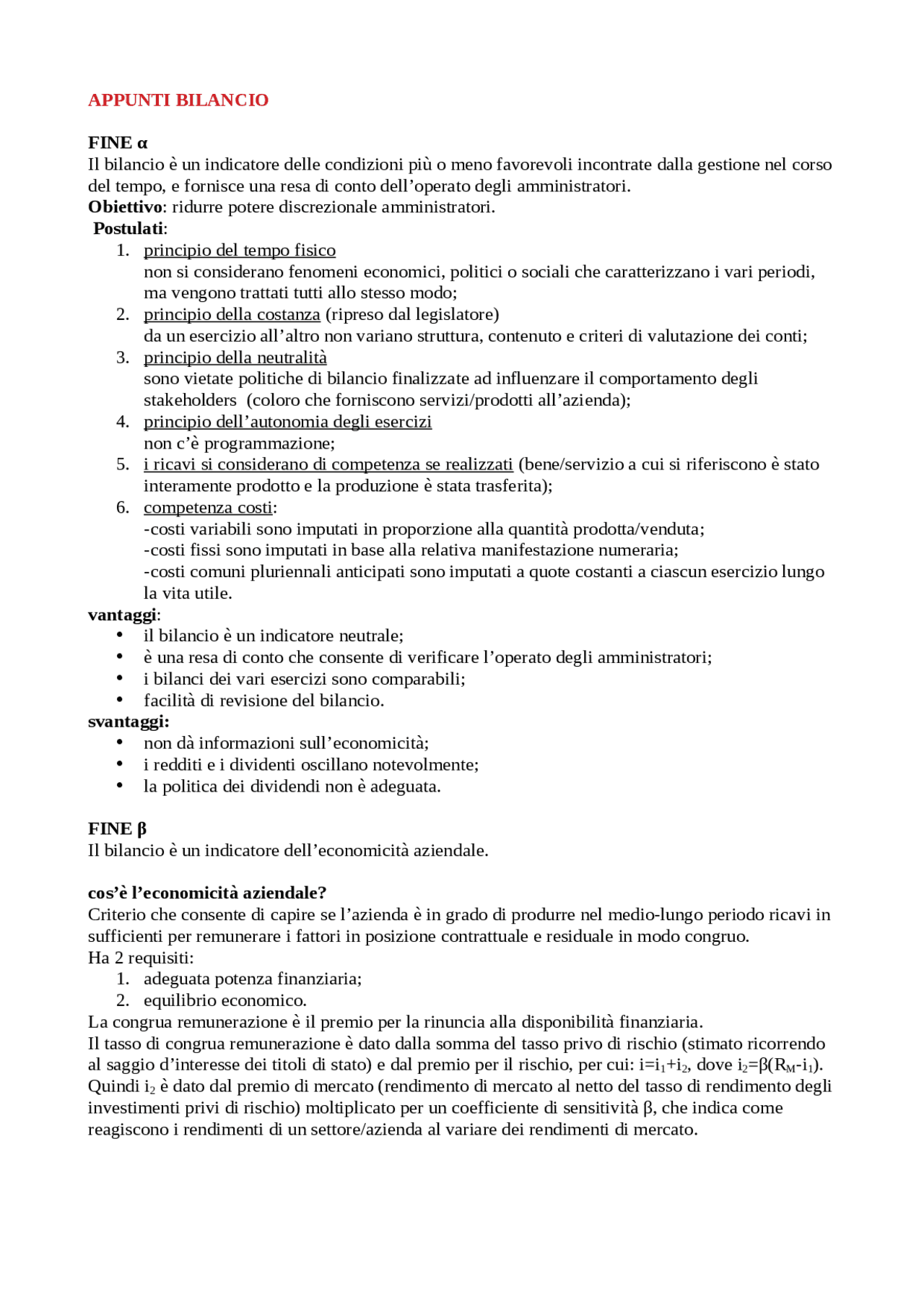 Appunti Corso Di Bilancio Docsity