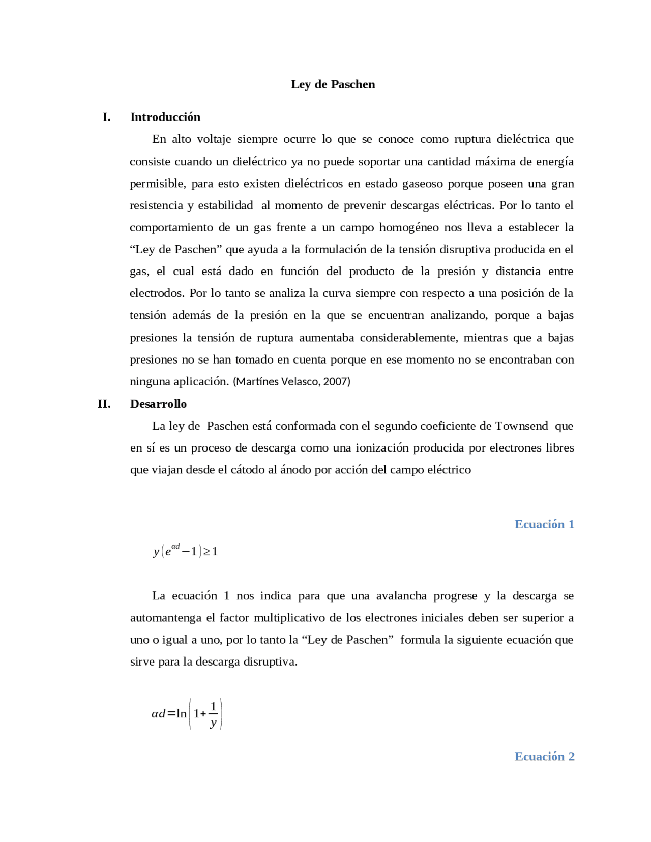 Explicacion de la ley de pashen - Docsity