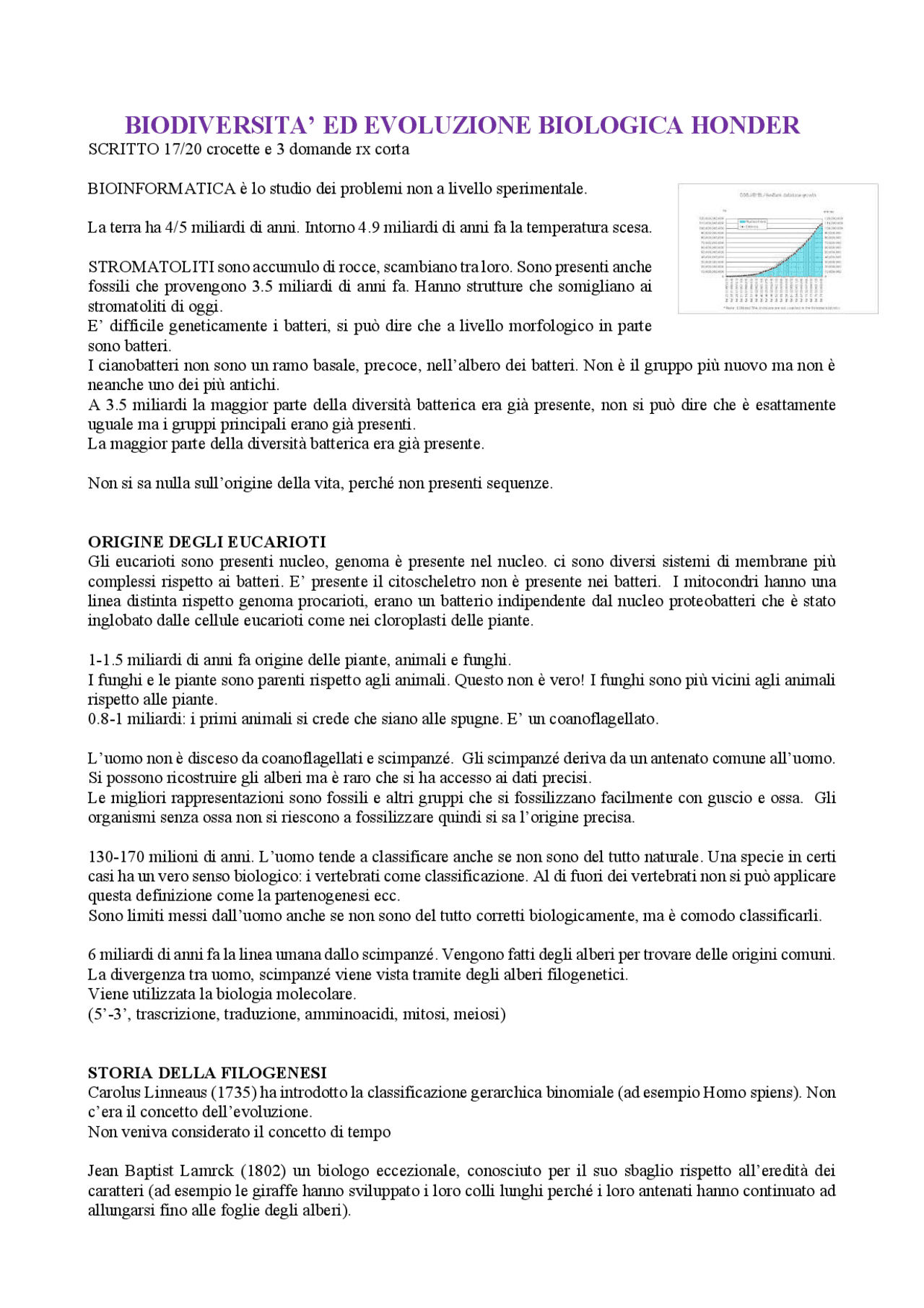 Bioinformatica Ed Evoluzione Bioevo Docsity