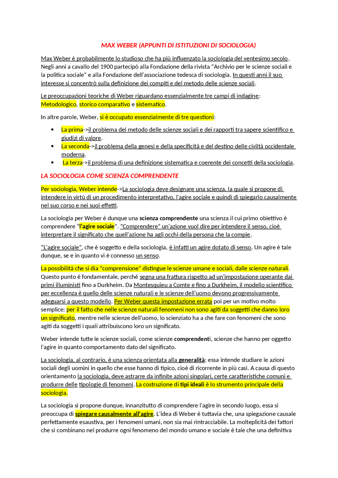 Appunti Su Max Weber Docsity