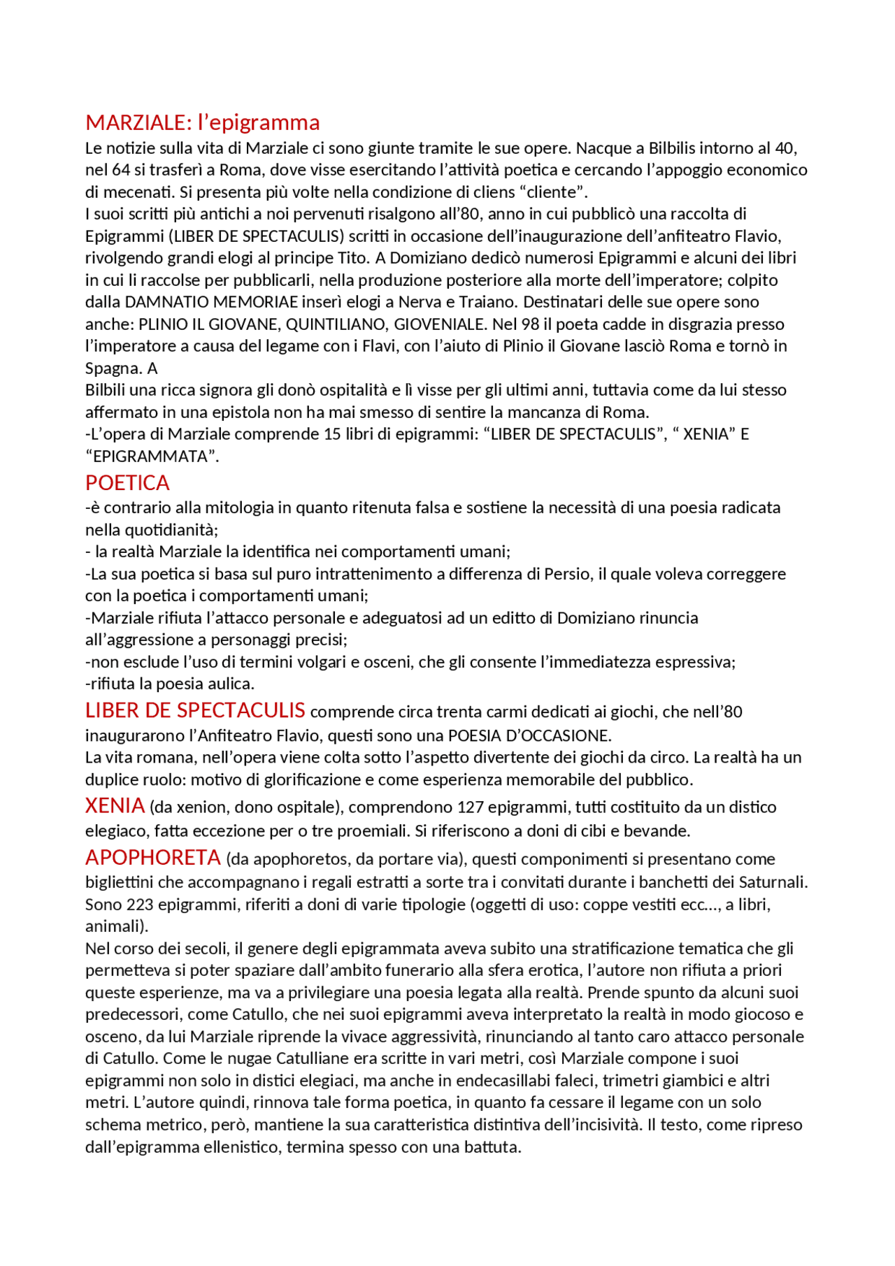Marziale, opere e poetica. - Docsity