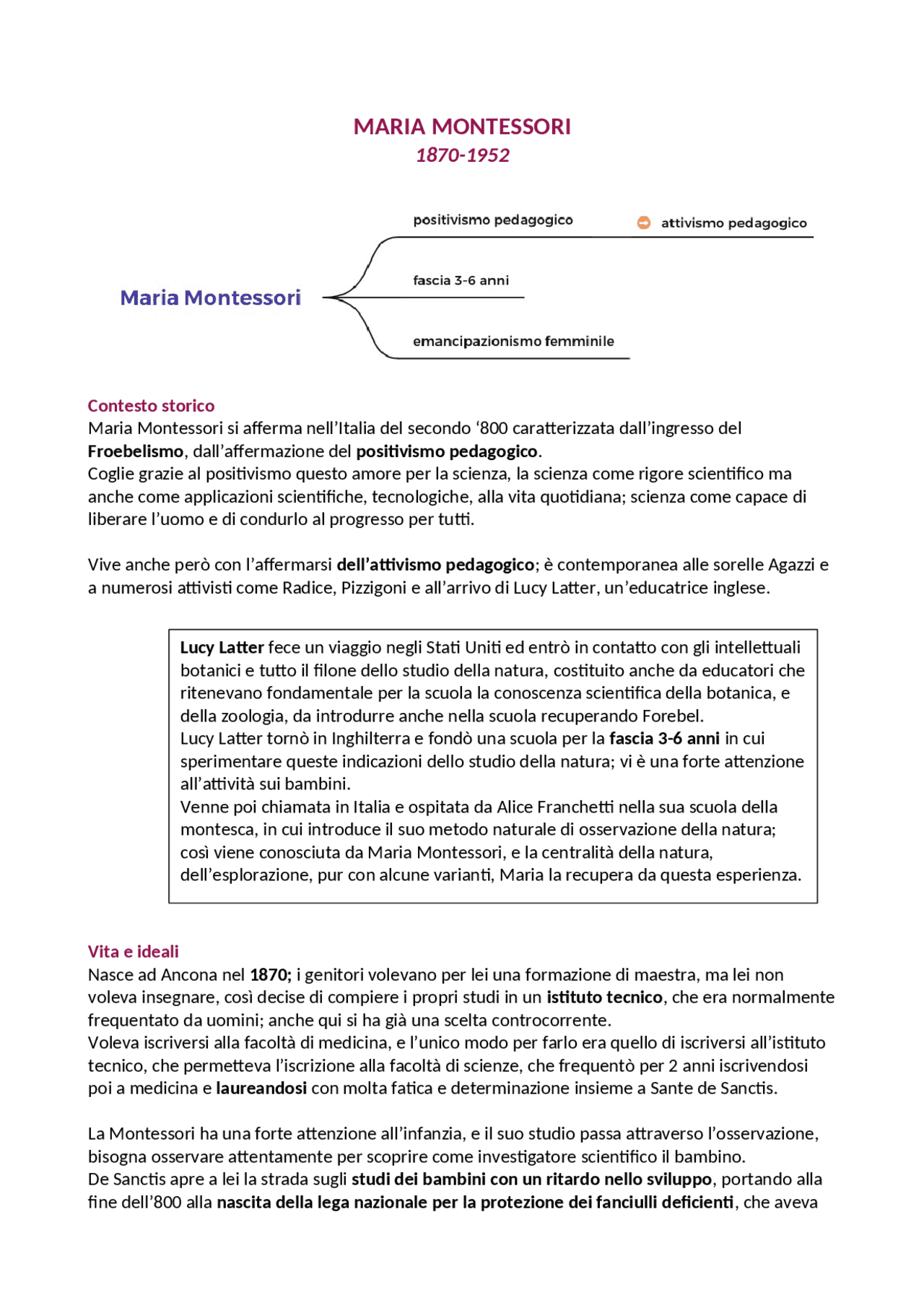 Appunti Maria Montessori Docsity