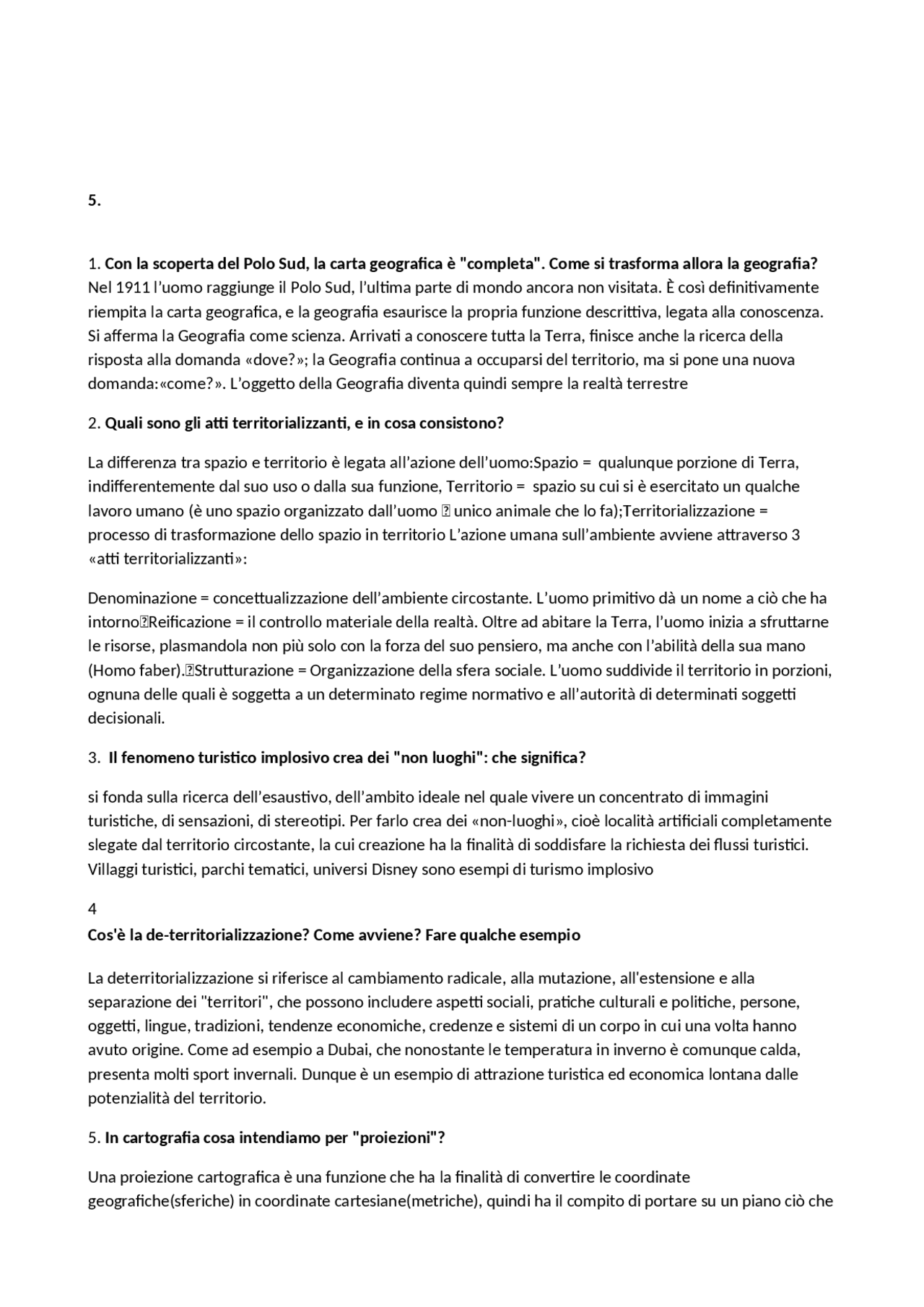 Risposte Sintetiche Esame Geografia Docsity
