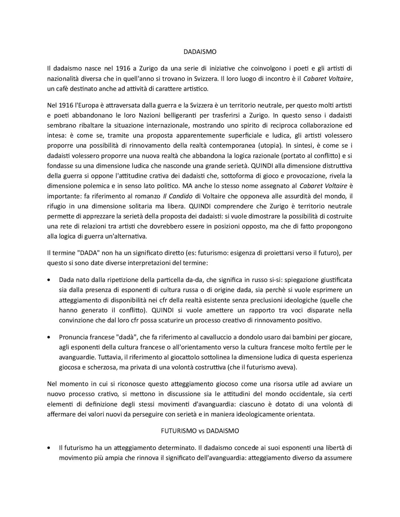 Lezione Sul Dadaismo Docsity
