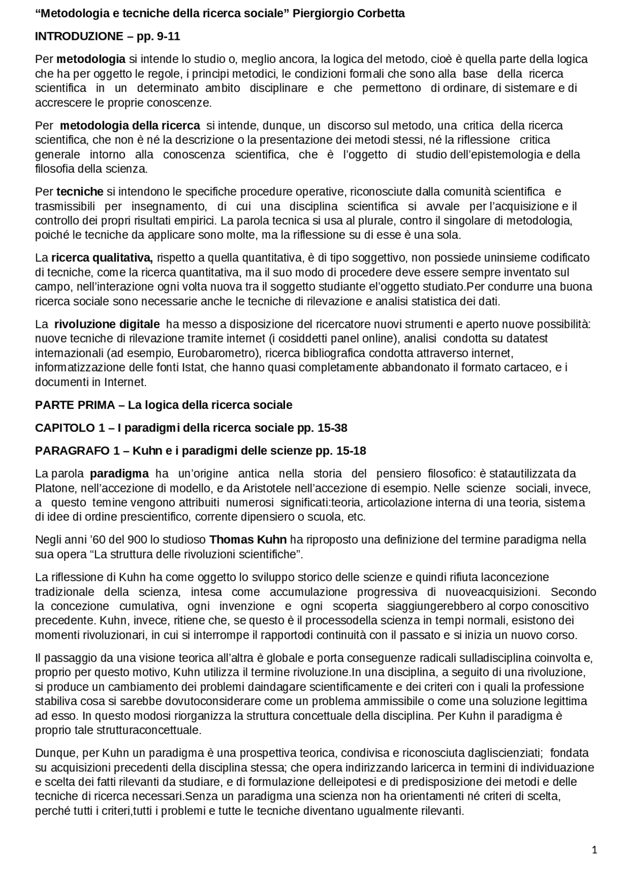 Metodologia E Tecniche Della Ricerca Sociale Corbetta Docsity