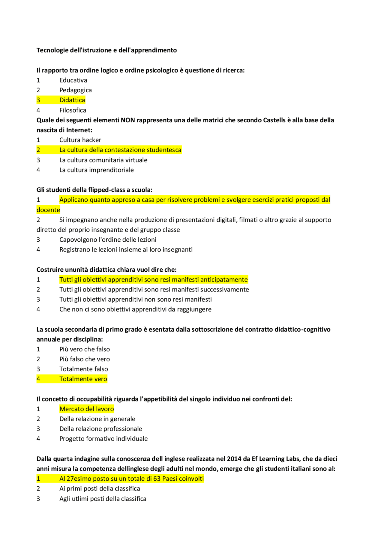 Tecnologie Dellistruzione E Dellapprendimento 6 Cfu Prove Desame