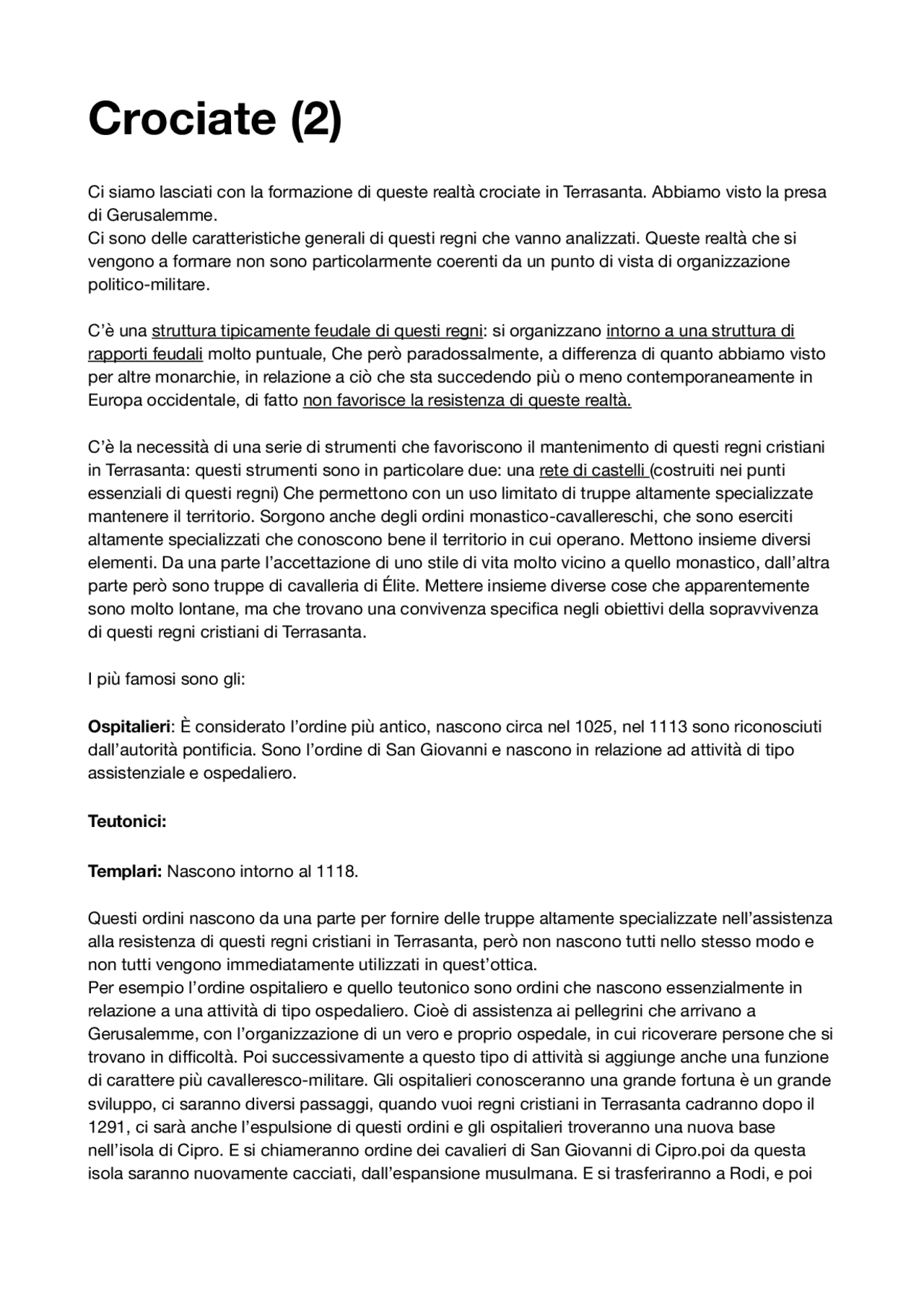 Seconda Lezione Sulle Crociate Docsity
