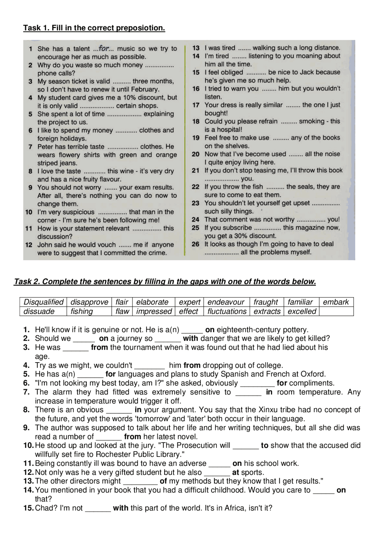 Prepositions задания по английскому языку Docsity