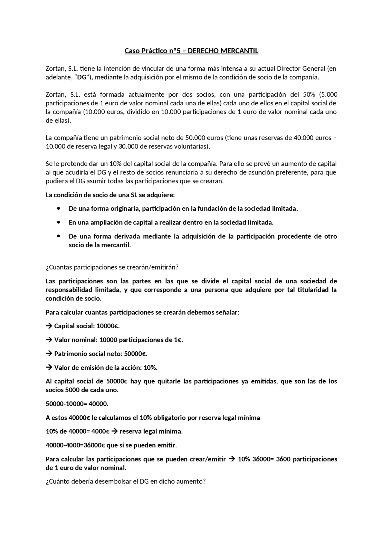Práctica 5 Derecho Mercantil I Ejercicios De Derecho Mercantil Docsity