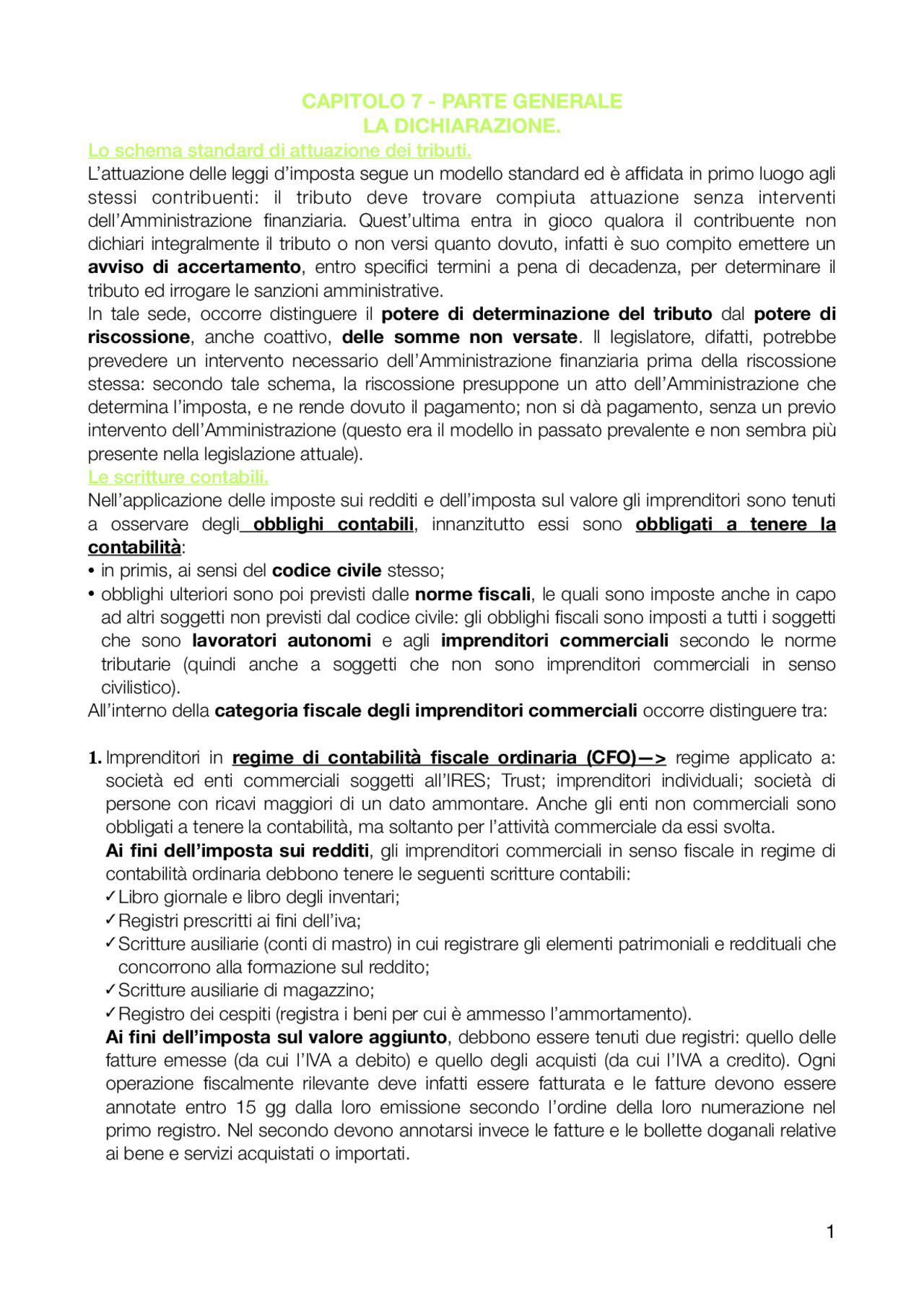 Cap7 Diritto Tributario Parte Generale Tesauro Docsity