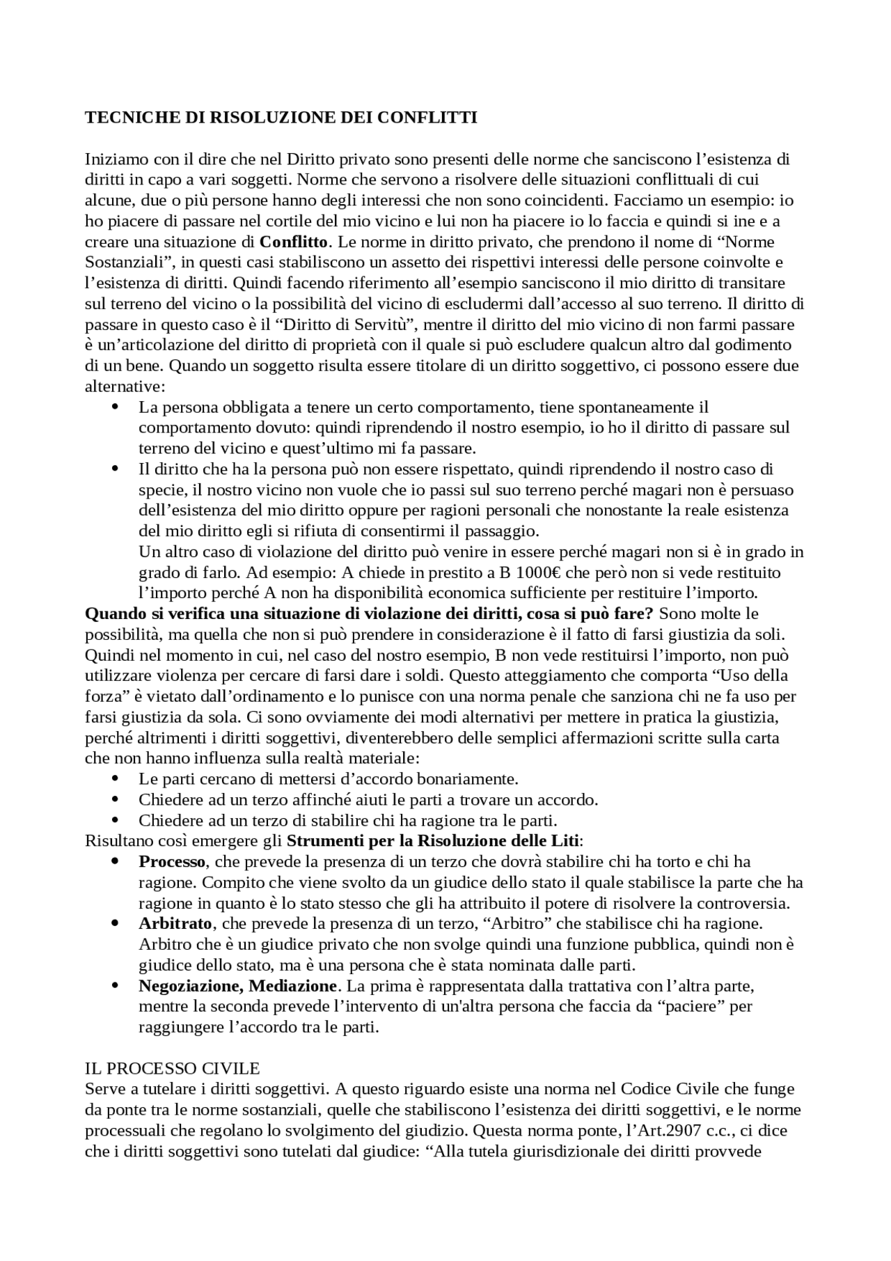 Sbobine Tecniche Di Risoluzione Dei Conflitti Docsity