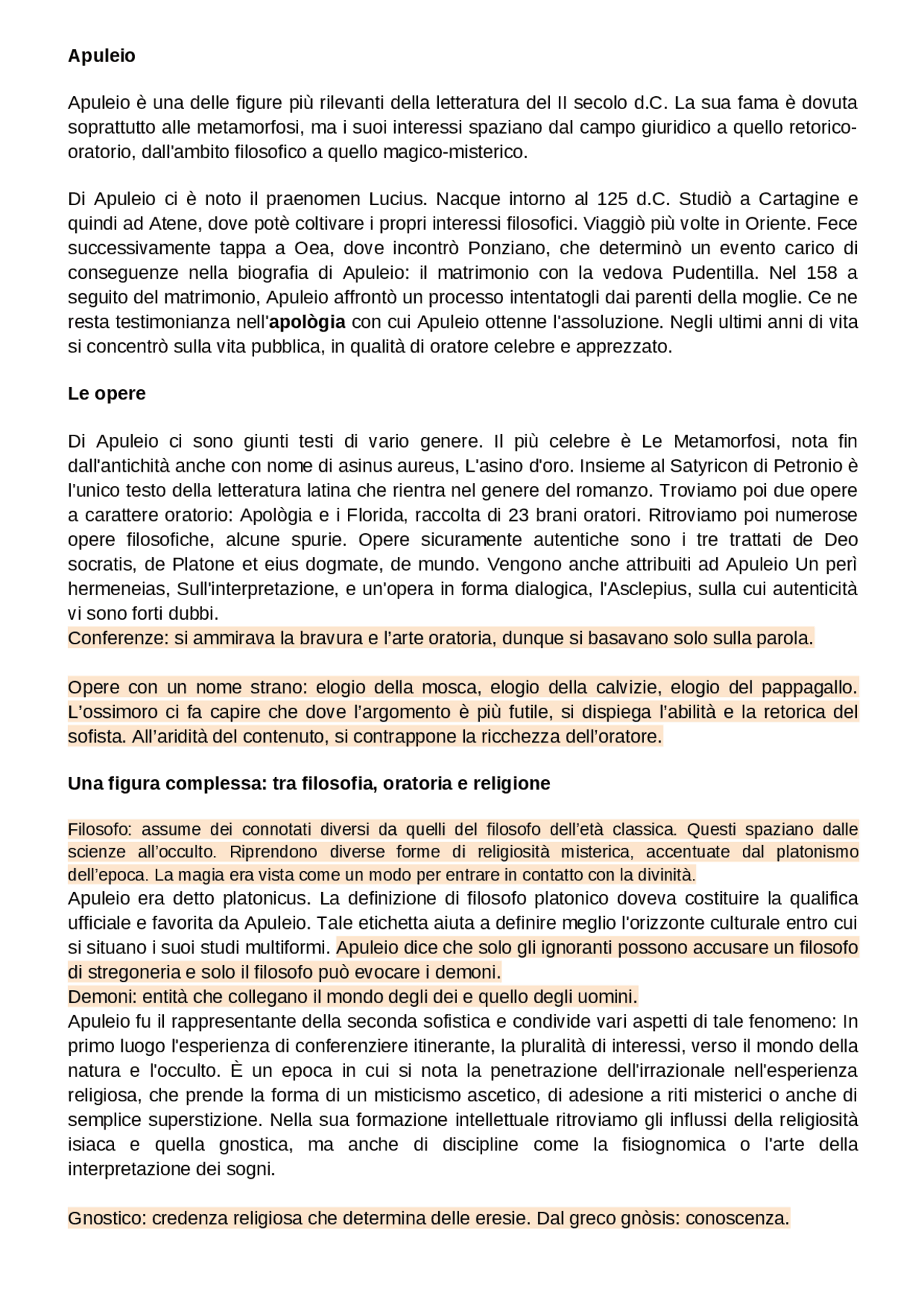 Apuleio Appunti Di Latino Docsity