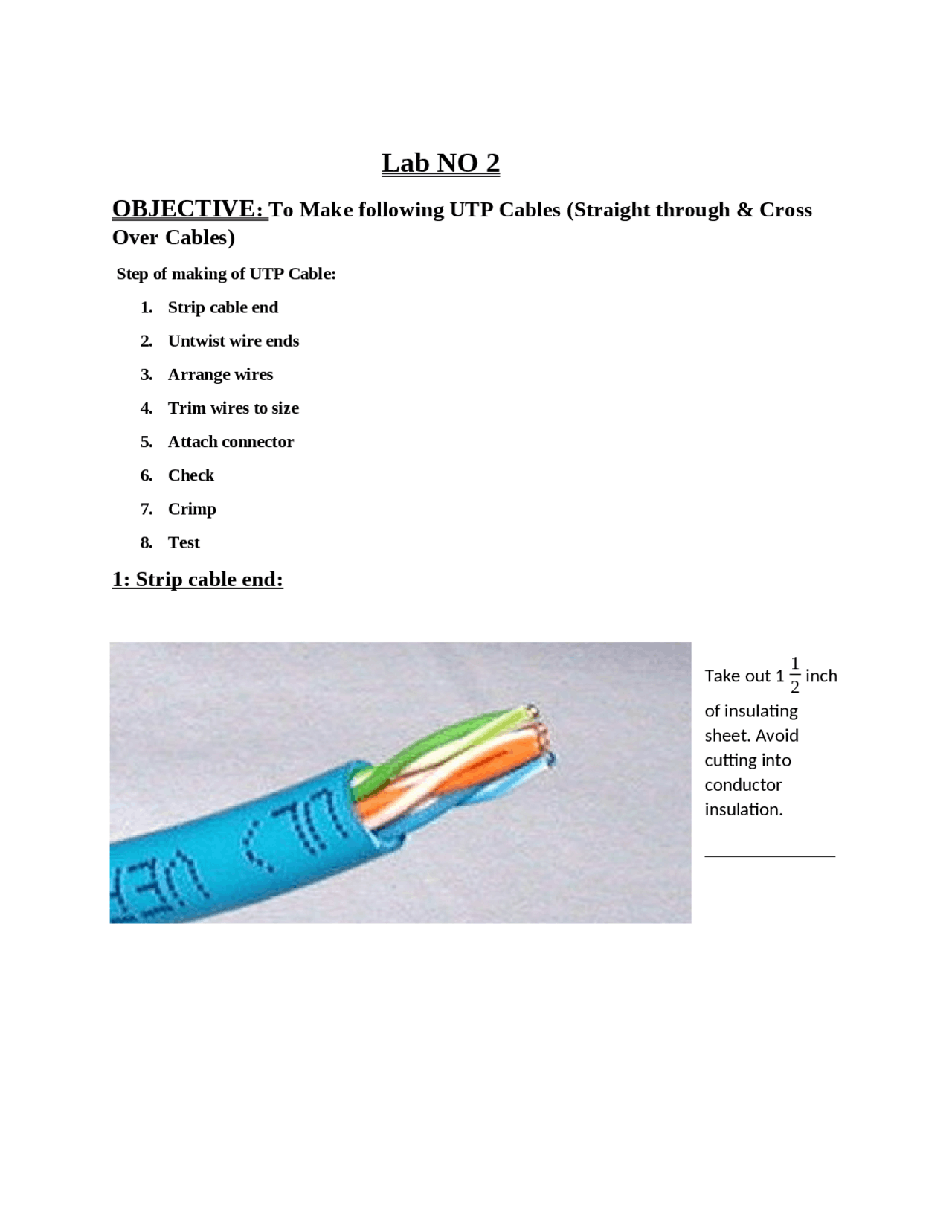 UTP Cables (Straight through & Cross Over Cables) - Docsity