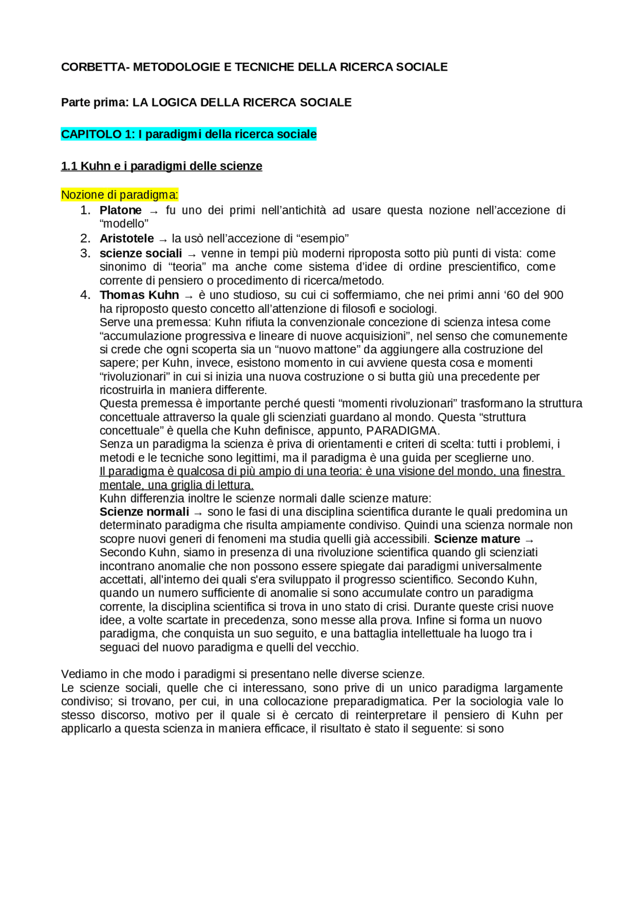 Metodologia E Tecniche Della Ricerca Sociale Corbetta Docsity