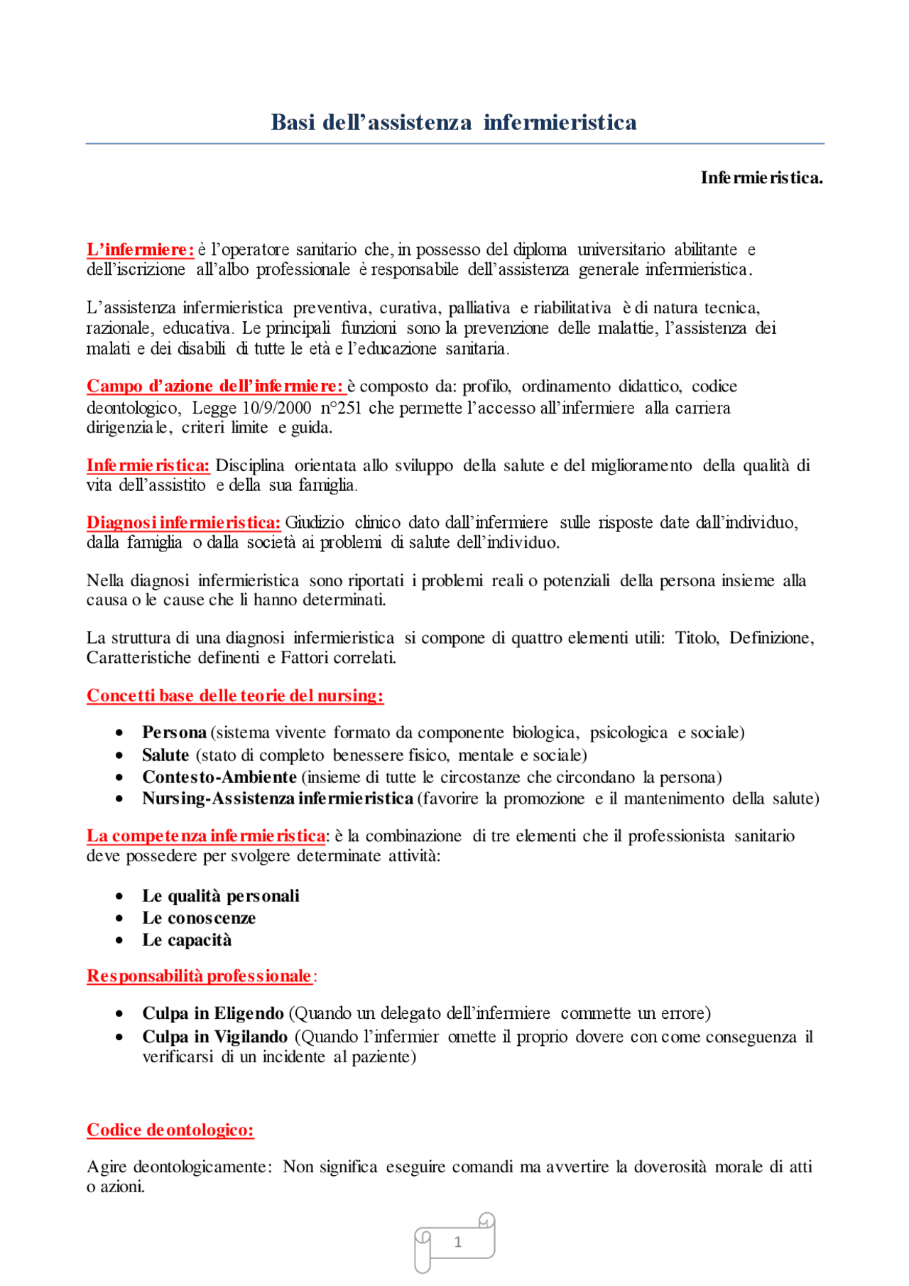 Riassunto Basi Dellassistenza Infermieristica Docsity