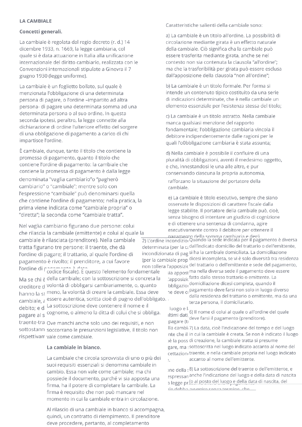 Cambiale Diritto Commerciale I Prof Vessia Università Di Bari