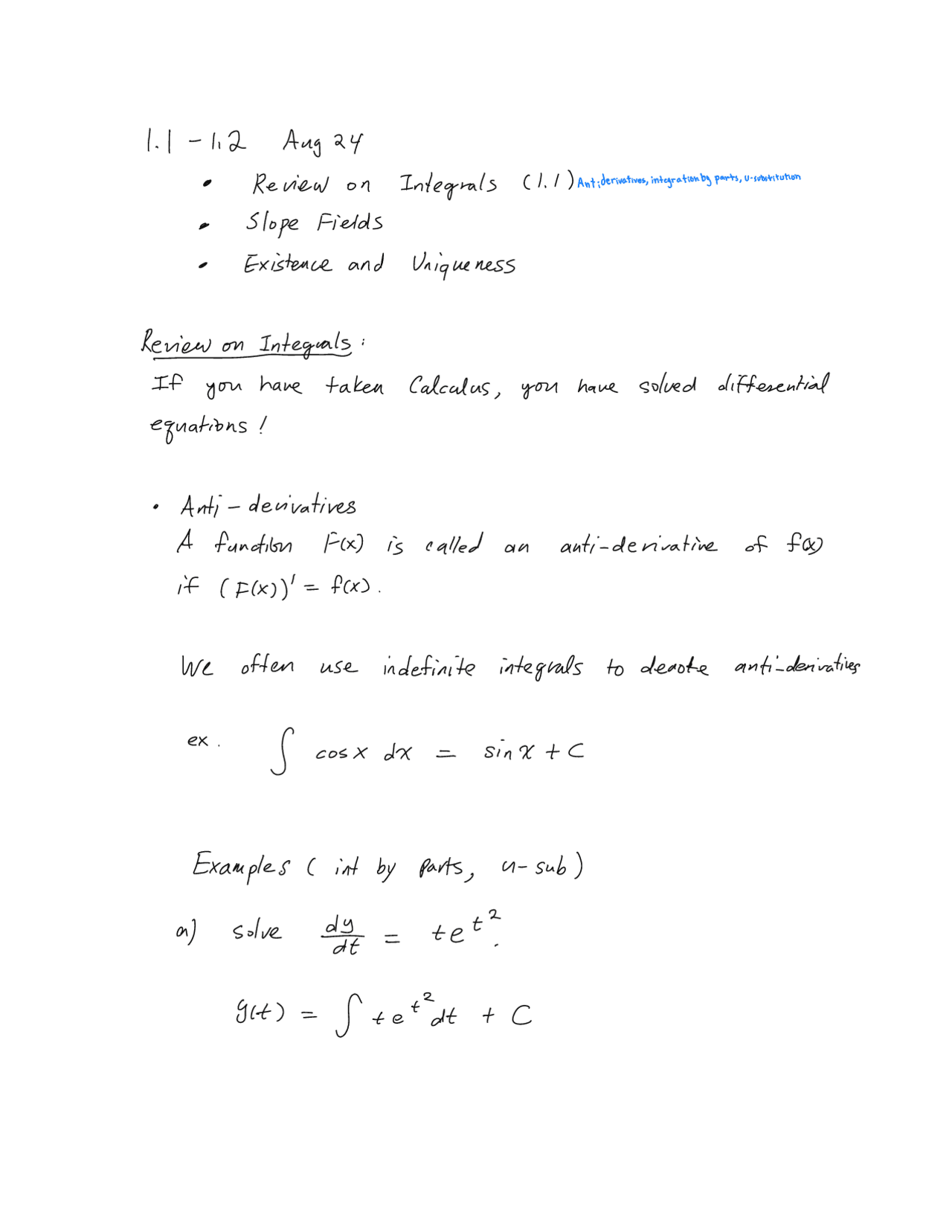 Math 3113 Differential Equations Notes Docsity
