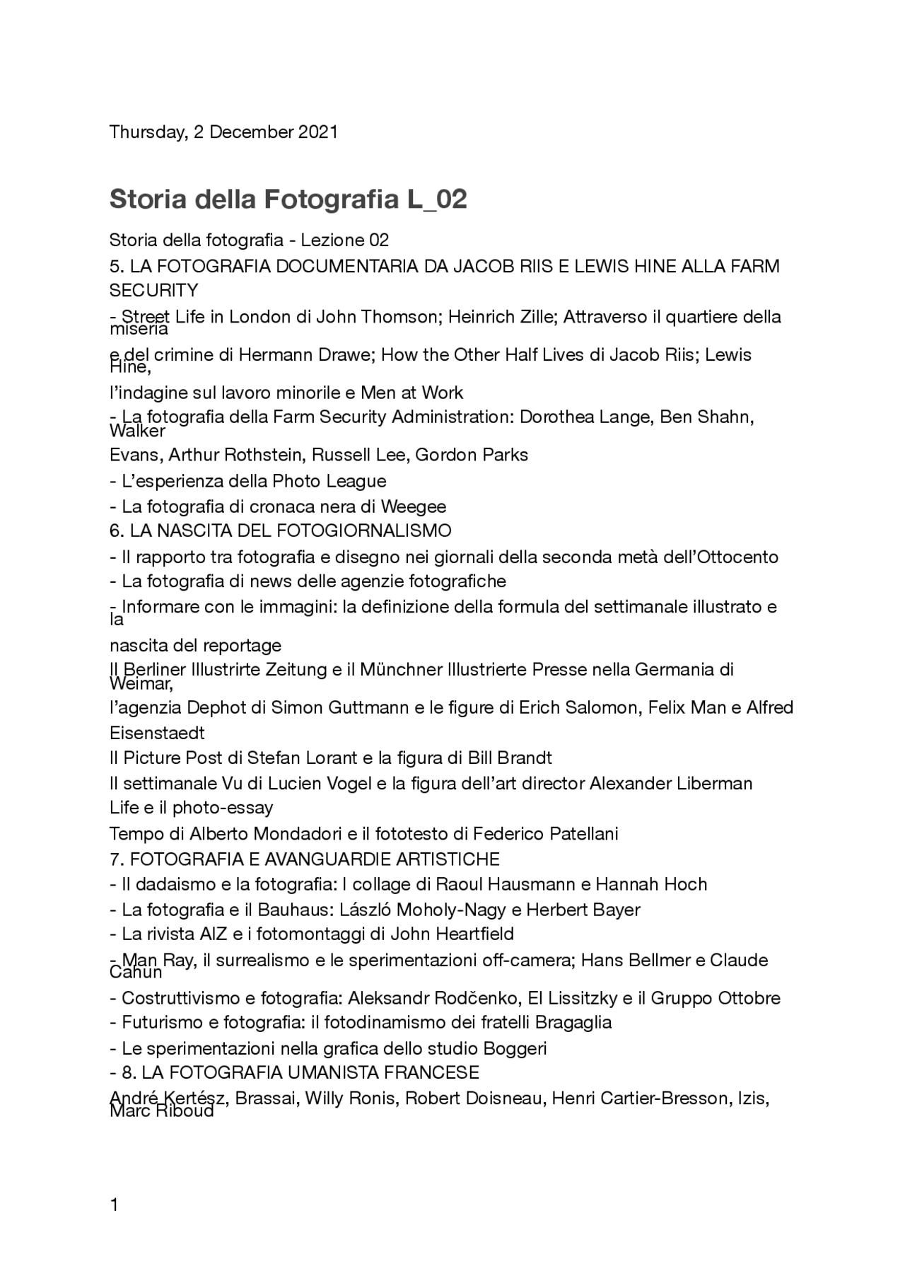 Fotografia documentaristica - Docsity