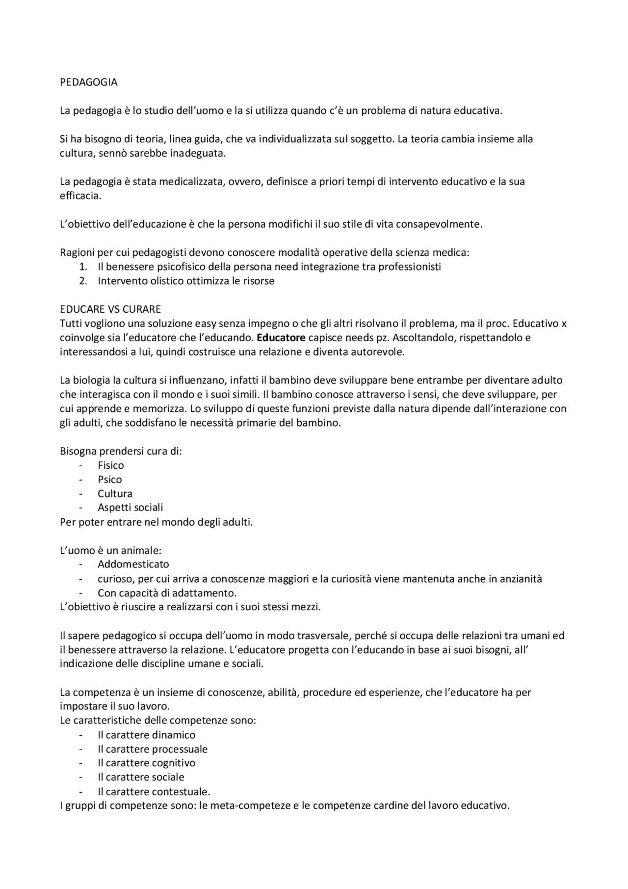 Pedagogia Generale Riassunti Docsity