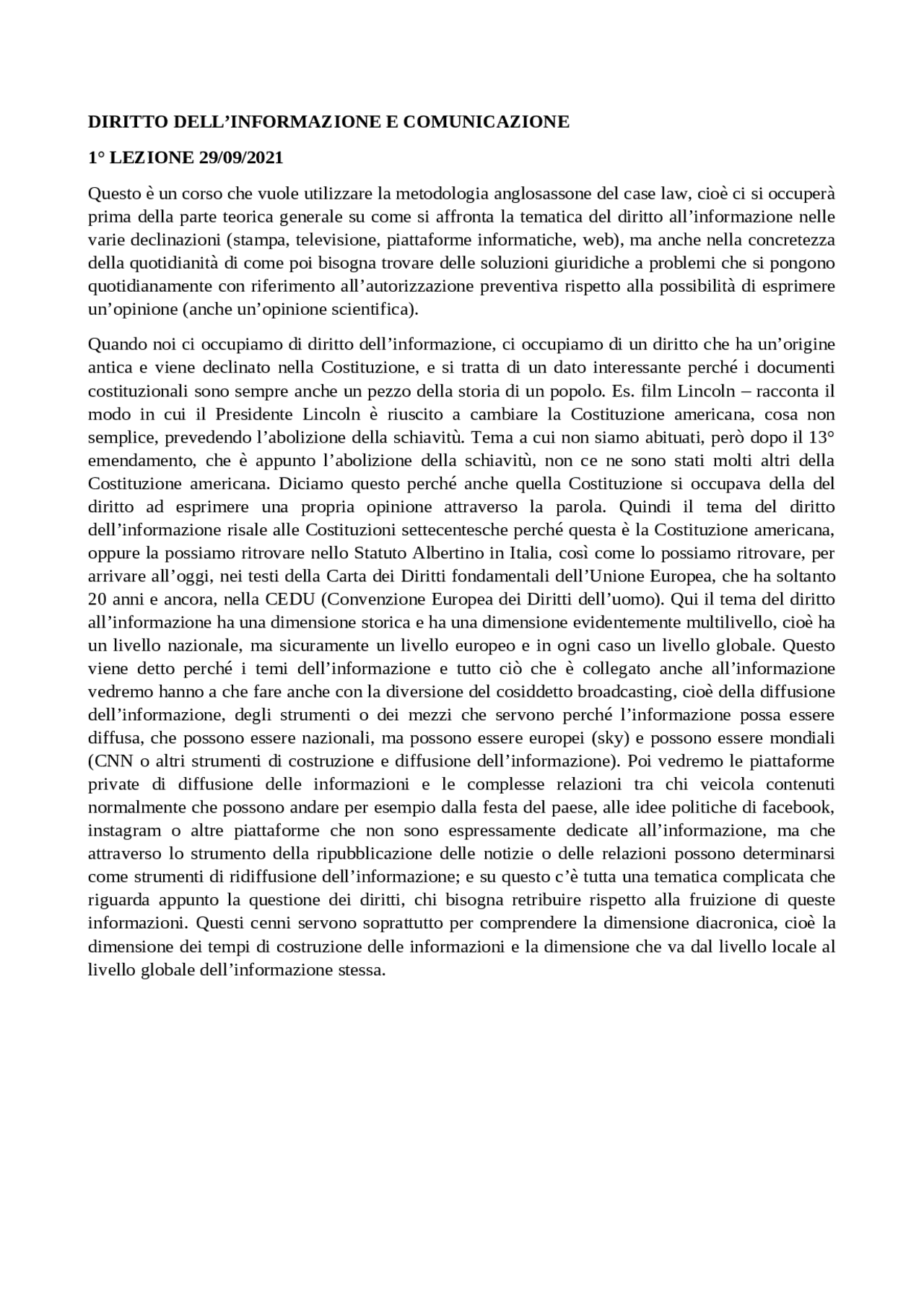 Diritto Della Comunicazione Docsity