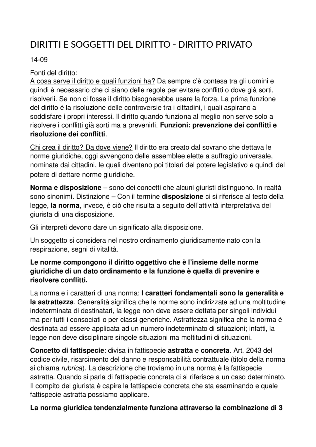Diritti E Soggetti Del Diritto Docsity