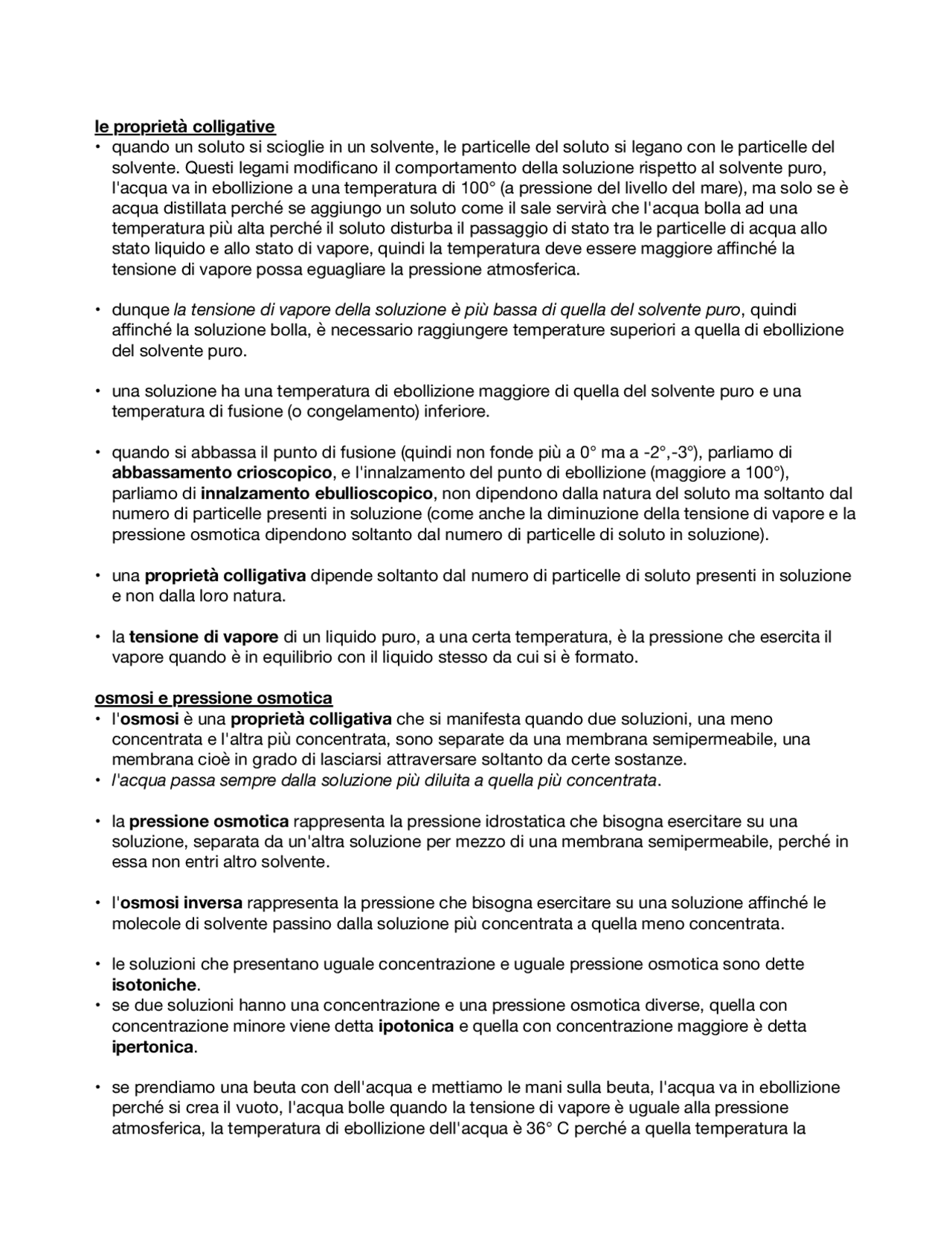 Chimica Le Proprietà Colligative Docsity