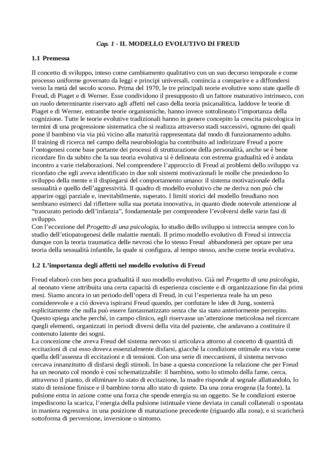 Modelli Di Sviluppo In Psicanalisi Docsity