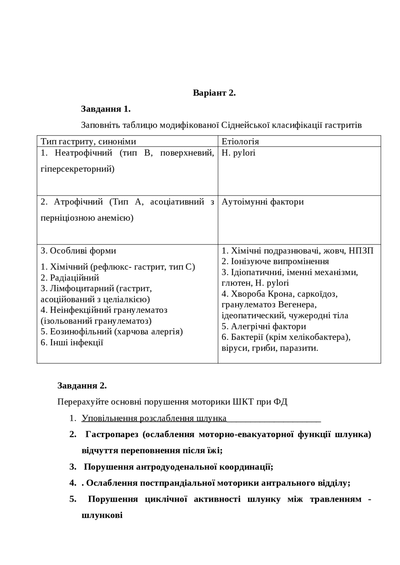 Хронічний гастрит 4 курс зошит Docsity